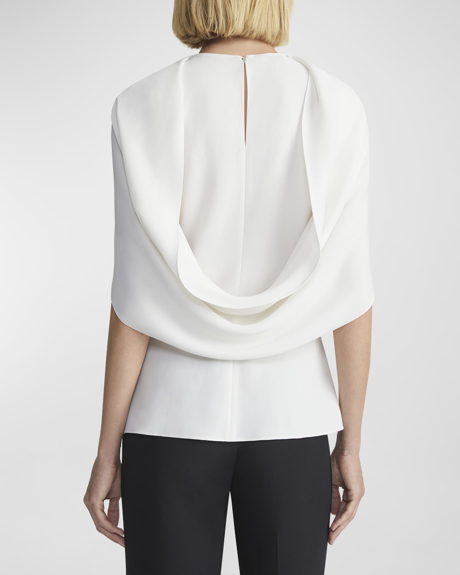 Lafayette 148 New York Jewel-Neck Shawl Blouse | Neiman Marcus