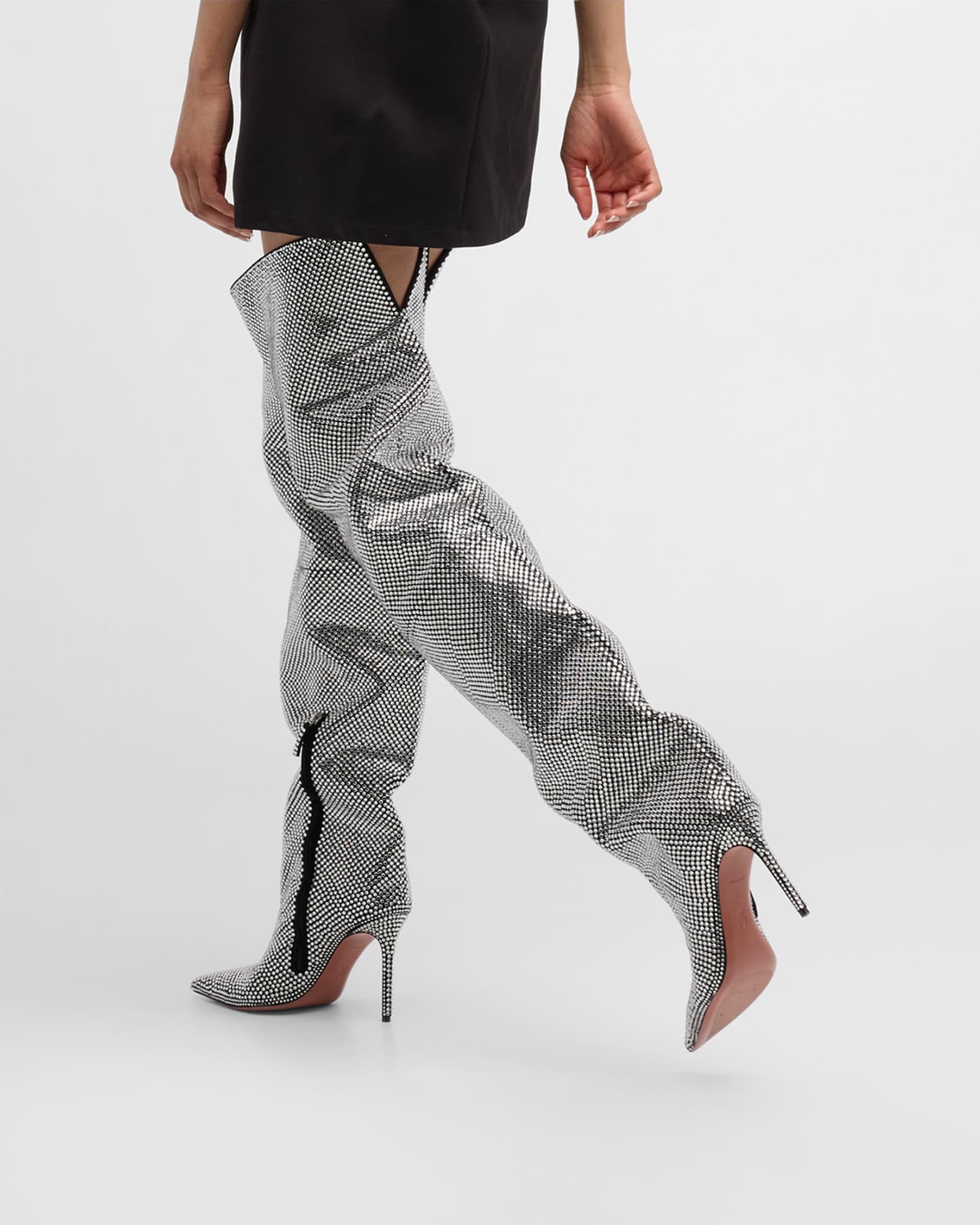 Amina Muaddi Fiona Crystal Over-The-Knee Boots | Neiman Marcus