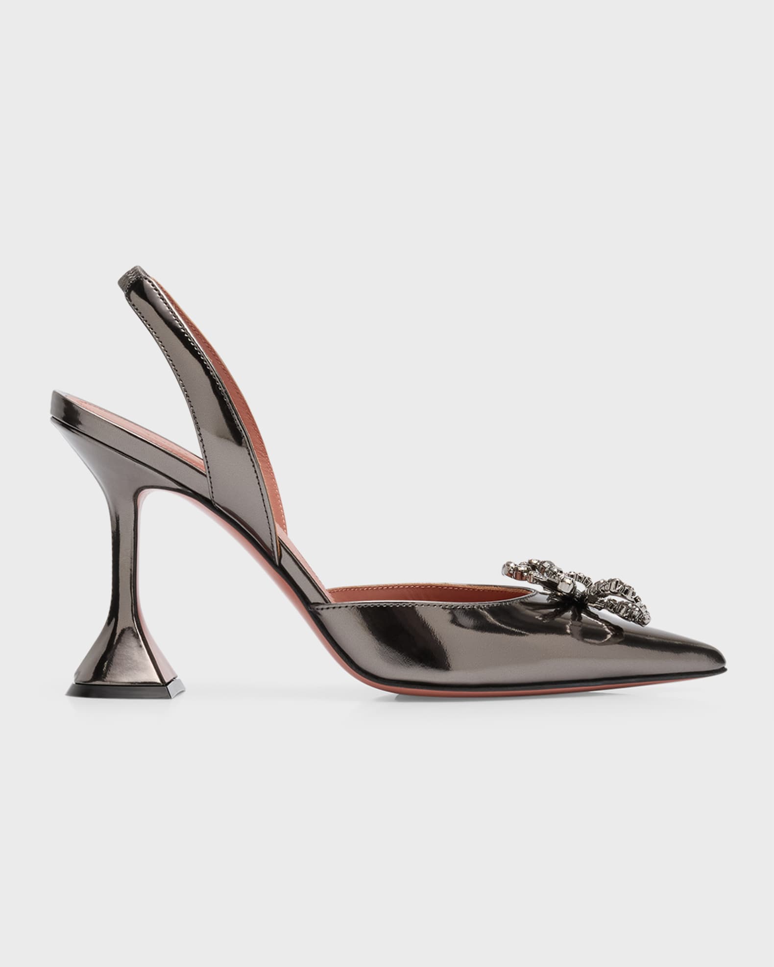 Amina Muaddi Rosie Mirror Crystal Bow Slingback Pumps | Neiman Marcus