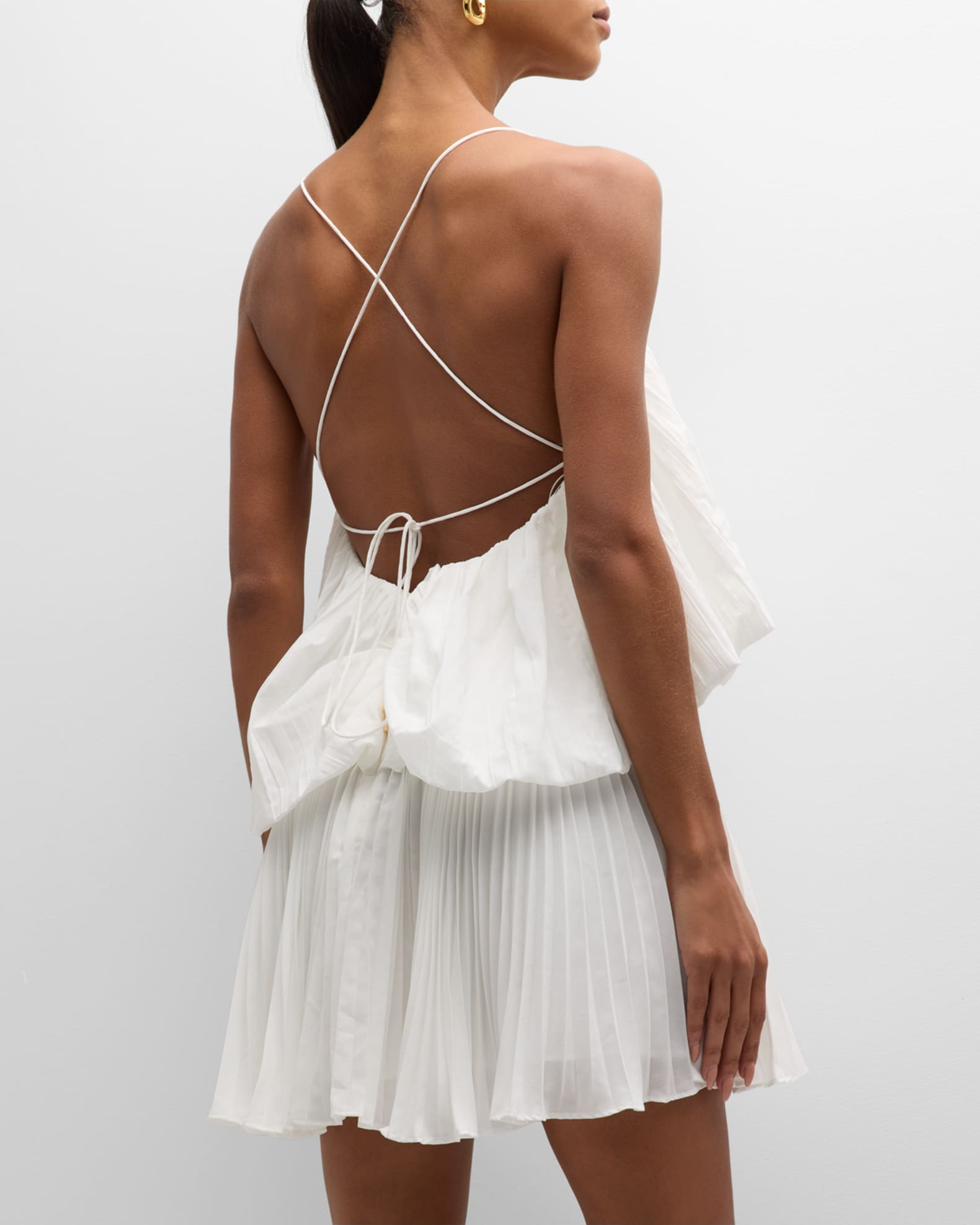 Acler Varley Billowing Pleated Mini Dress | Neiman Marcus