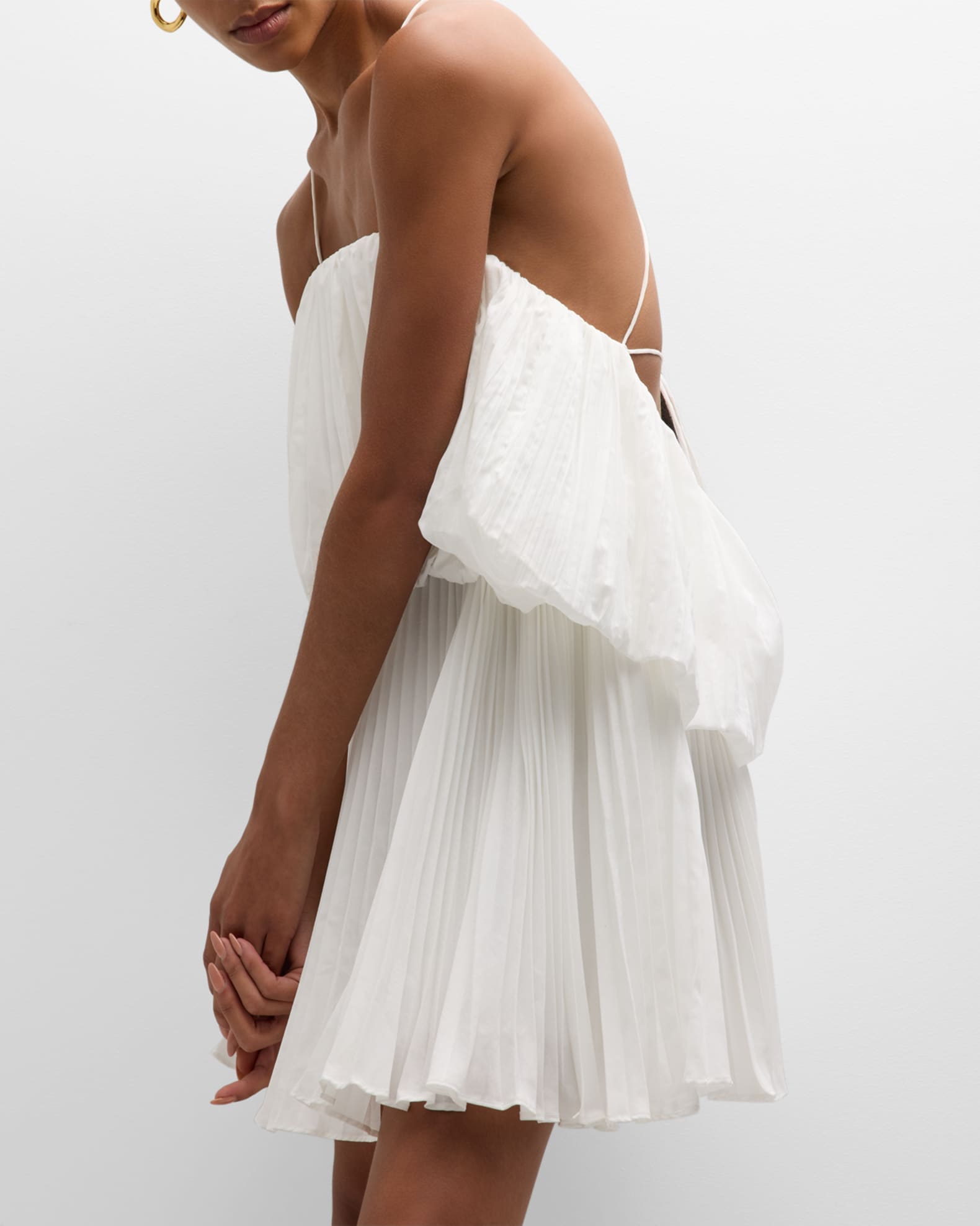 Acler Varley Billowing Pleated Mini Dress | Neiman Marcus