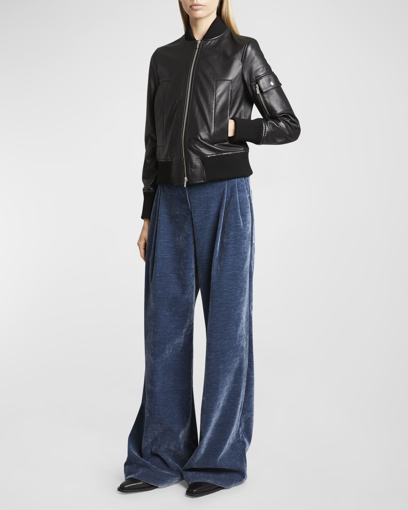 Proenza Schouler White Label Mika Leather Bomber Jacket | Neiman Marcus
