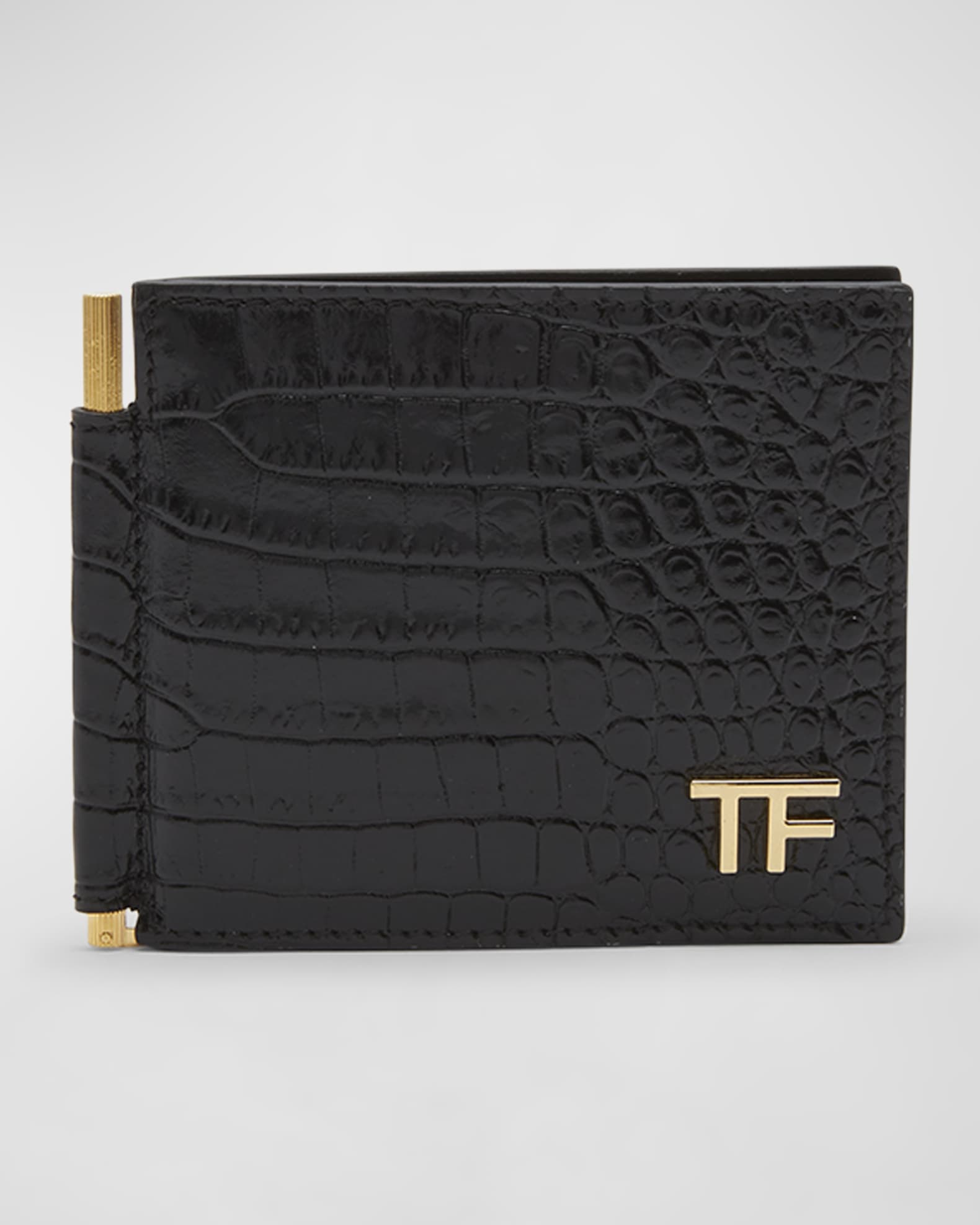 TOM FORD Men's T Line Alligator-Effect Money Clip Wallet | Neiman Marcus