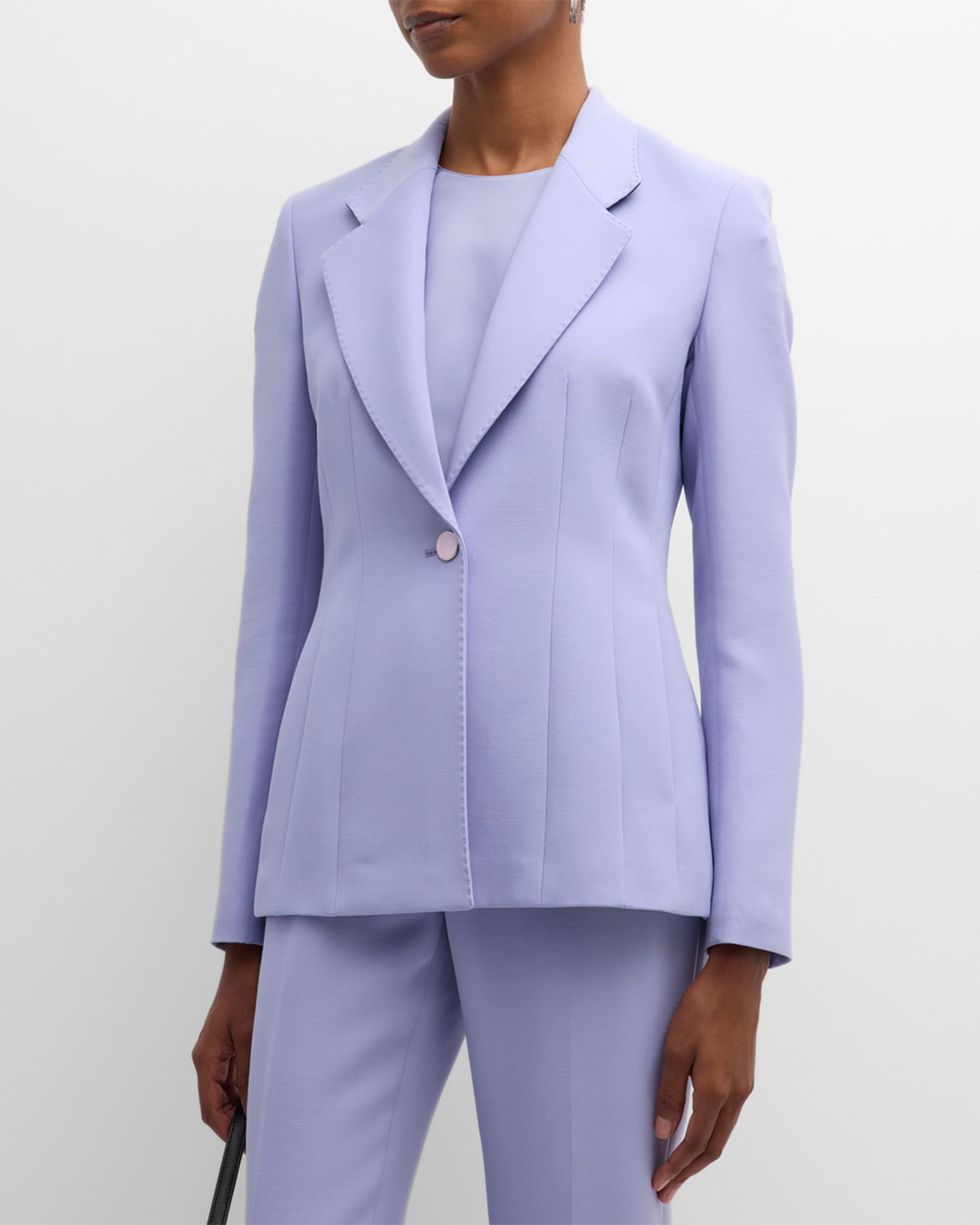 Lafayette 148 New York Multi-Seamed Single-Button Pick Stitch Blazer ...