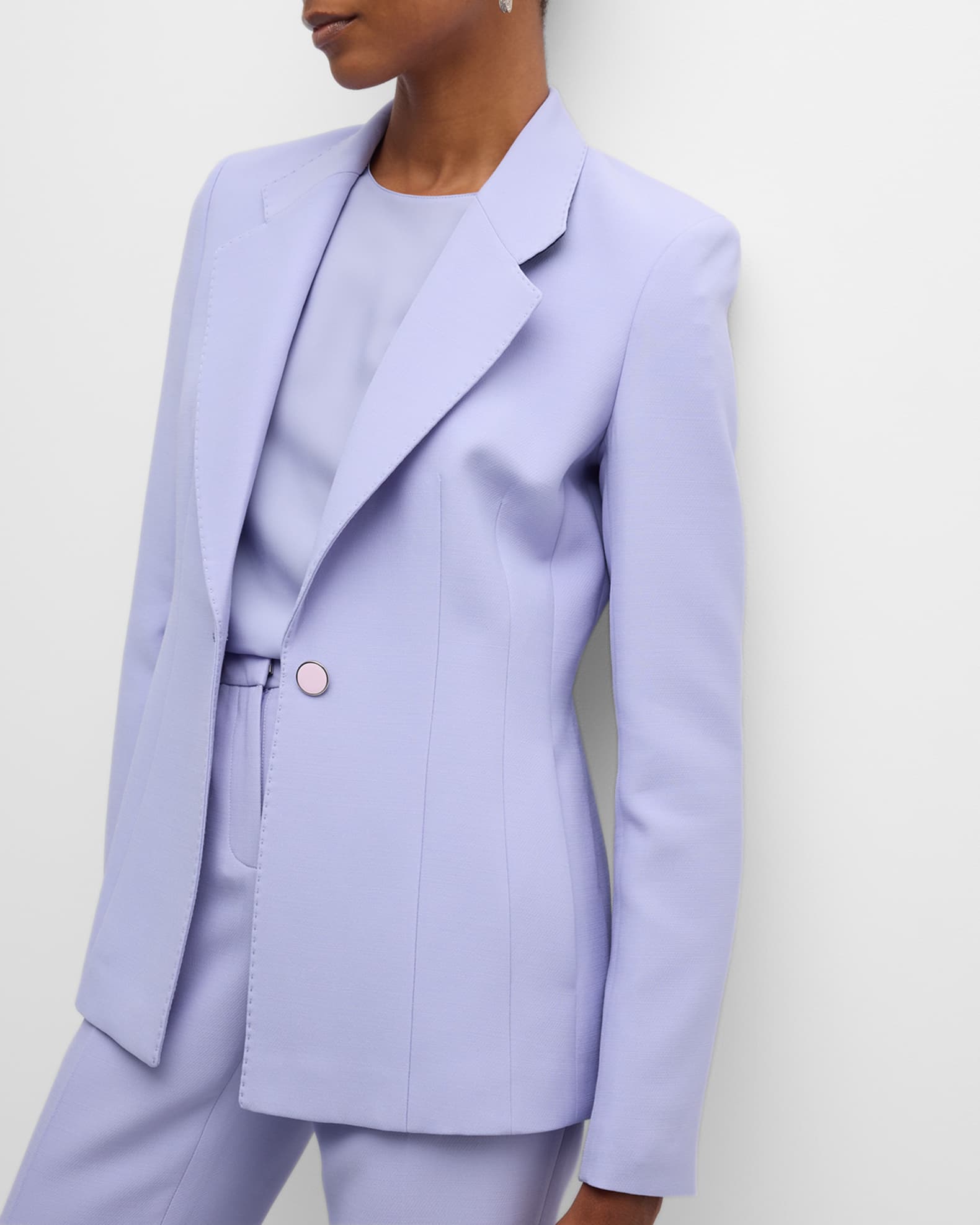 Lafayette 148 New York Multi-Seamed Single-Button Pick Stitch Blazer ...
