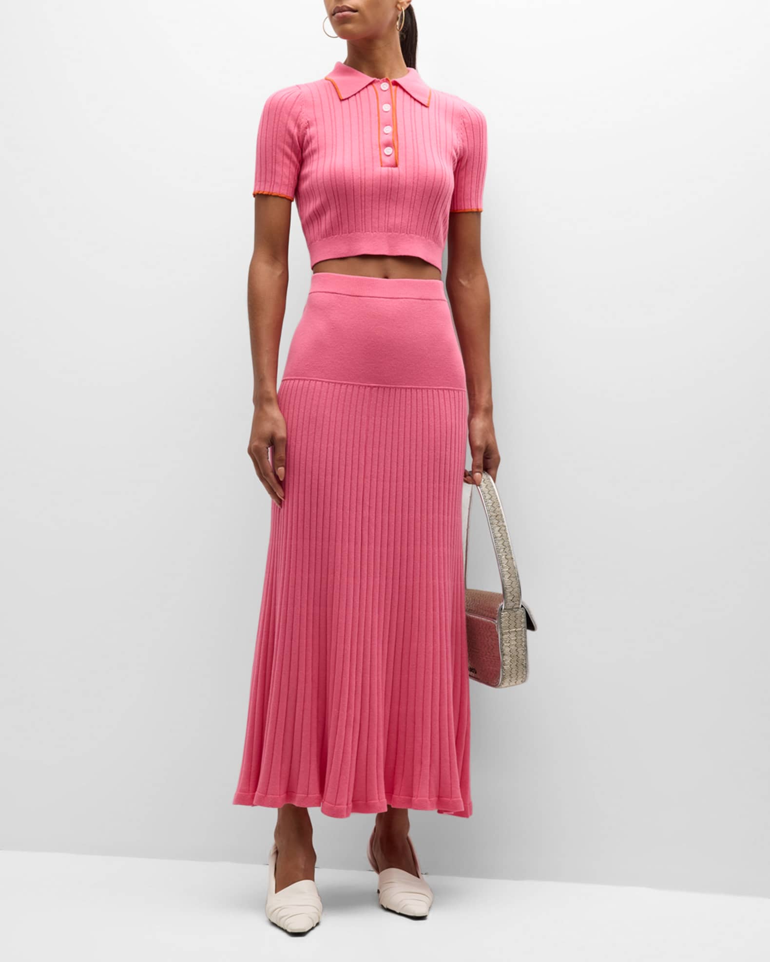 Anna Quan Brittany Ribbed Short-Sleeve Crop Top | Neiman Marcus