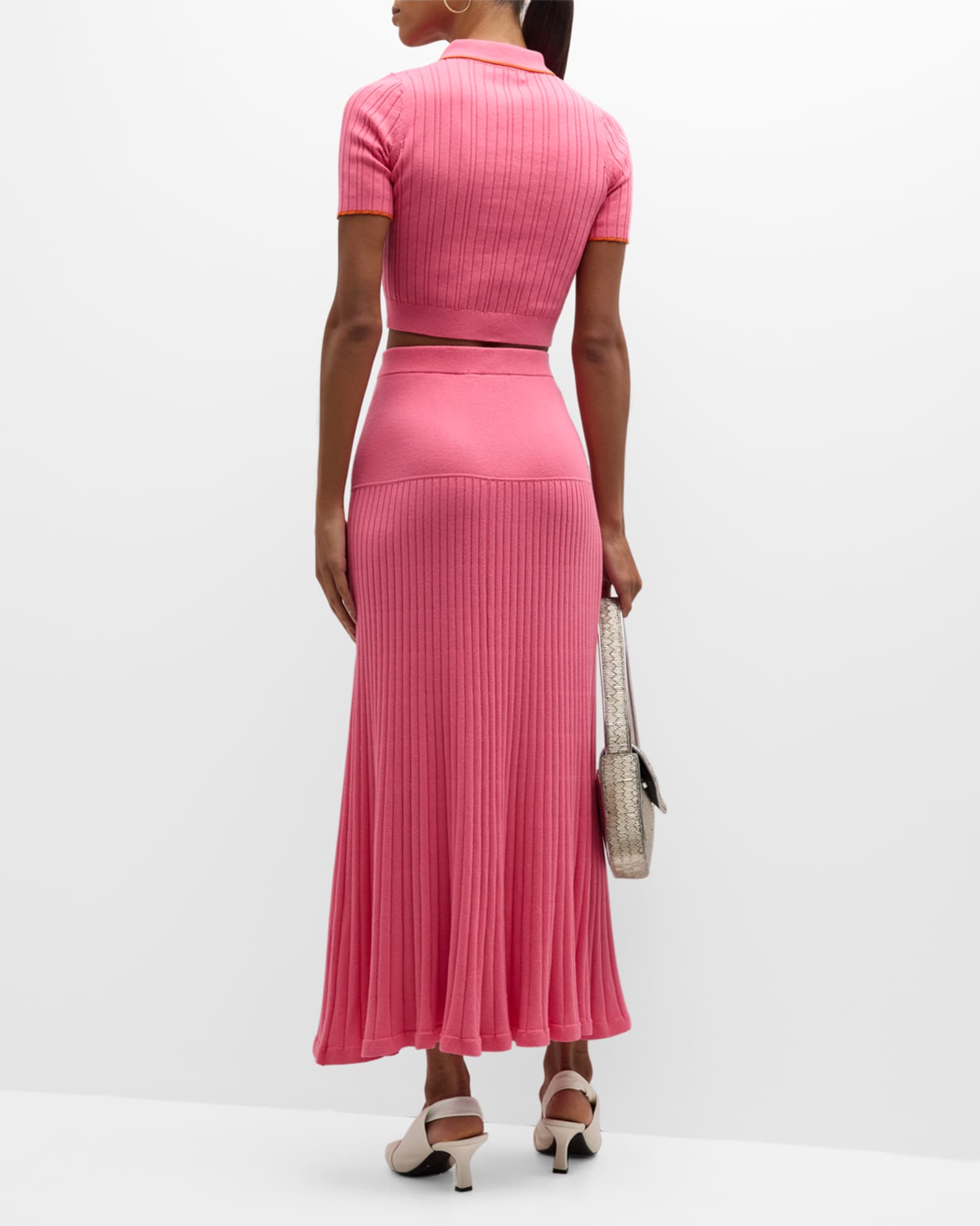 Anna Quan Brittany Ribbed Short-Sleeve Crop Top | Neiman Marcus