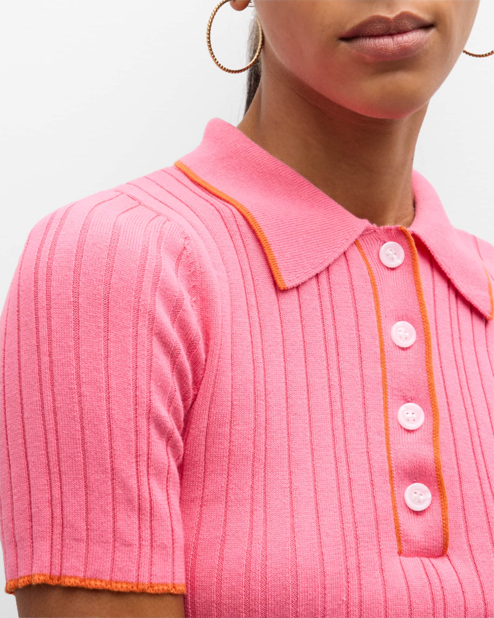 Anna Quan Brittany Ribbed Short-Sleeve Crop Top | Neiman Marcus