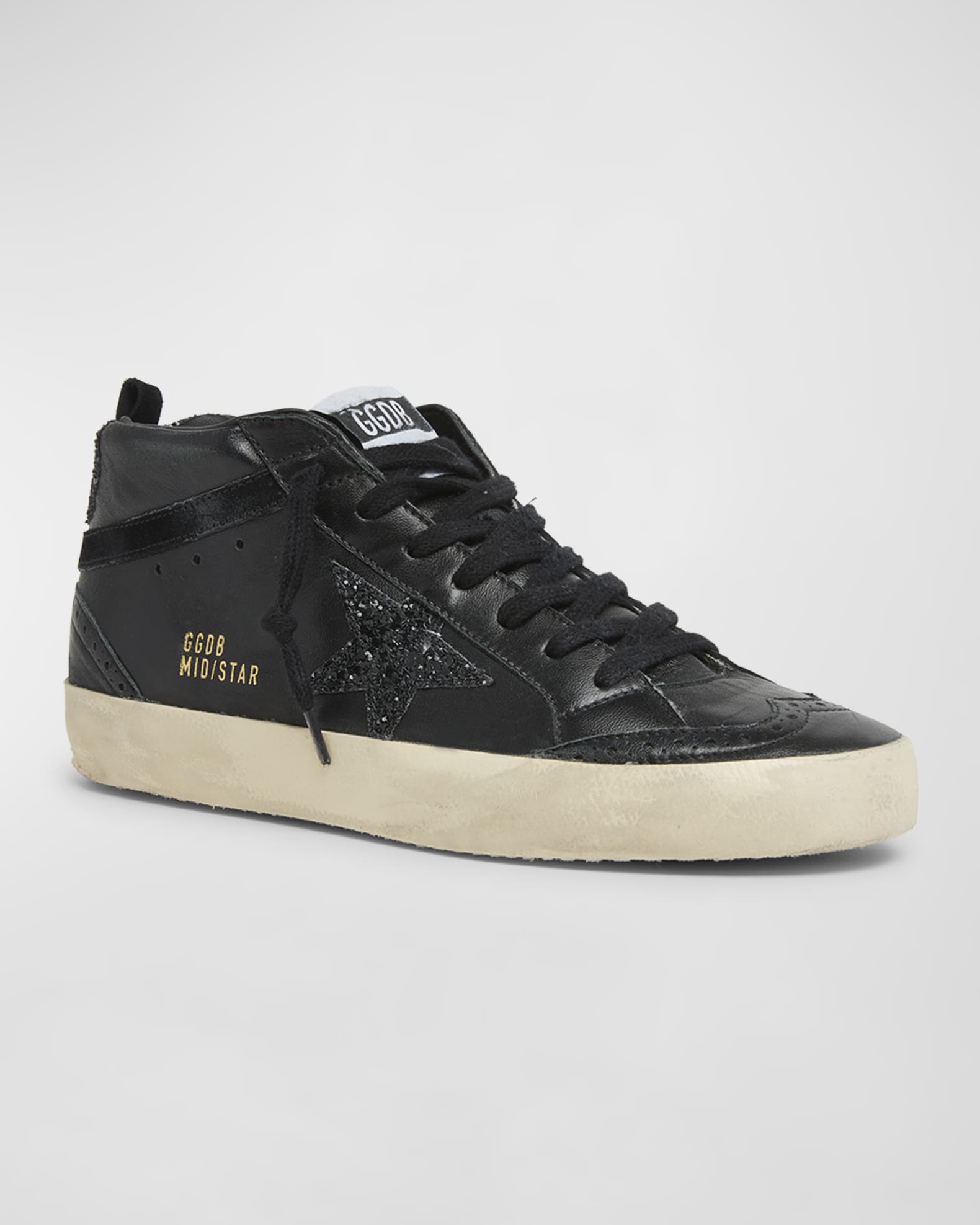 Golden Goose Mid Star Glittery Leather Sneakers | Neiman Marcus