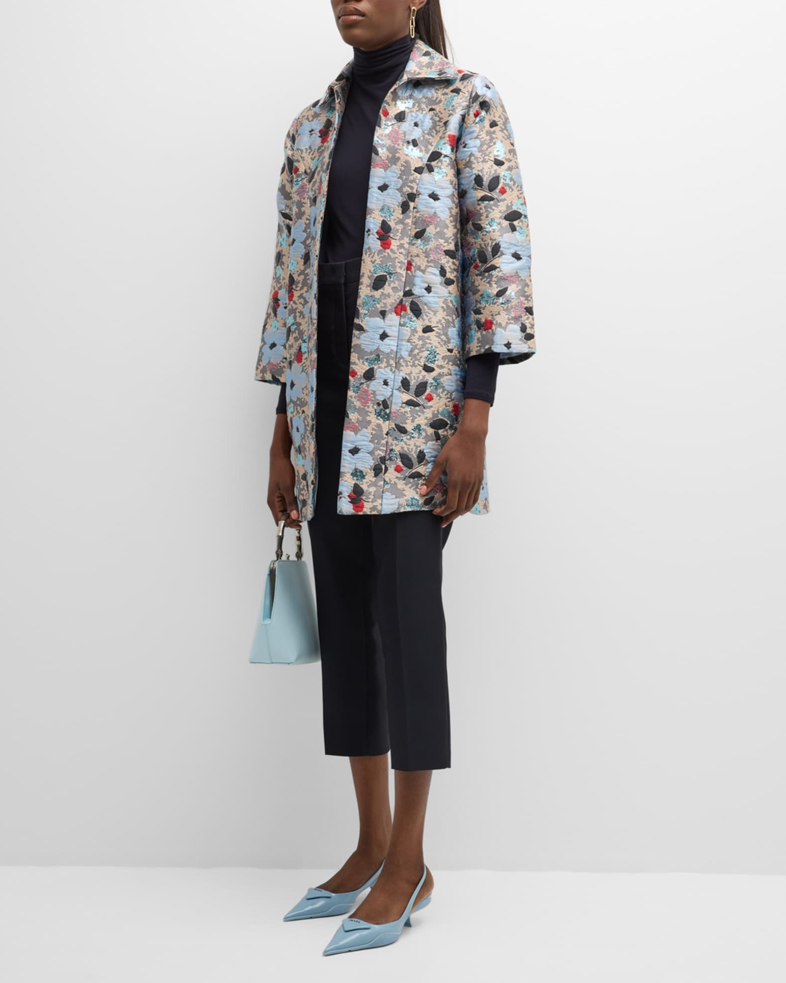 Frances Valentine Cornelia Open-Front Floral Jacquard Jacket | Neiman ...