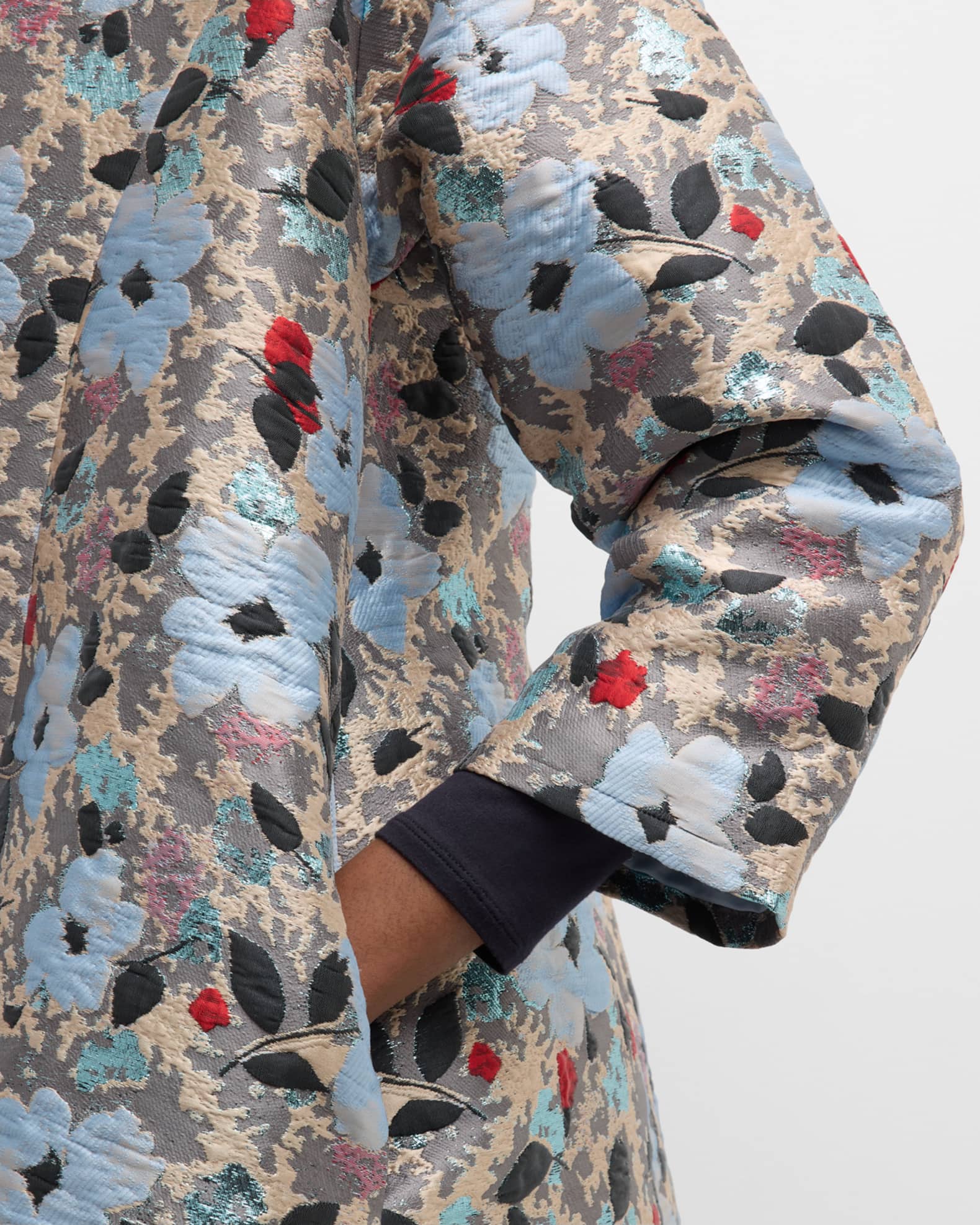 Frances Valentine Cornelia Open-Front Floral Jacquard Jacket | Neiman ...