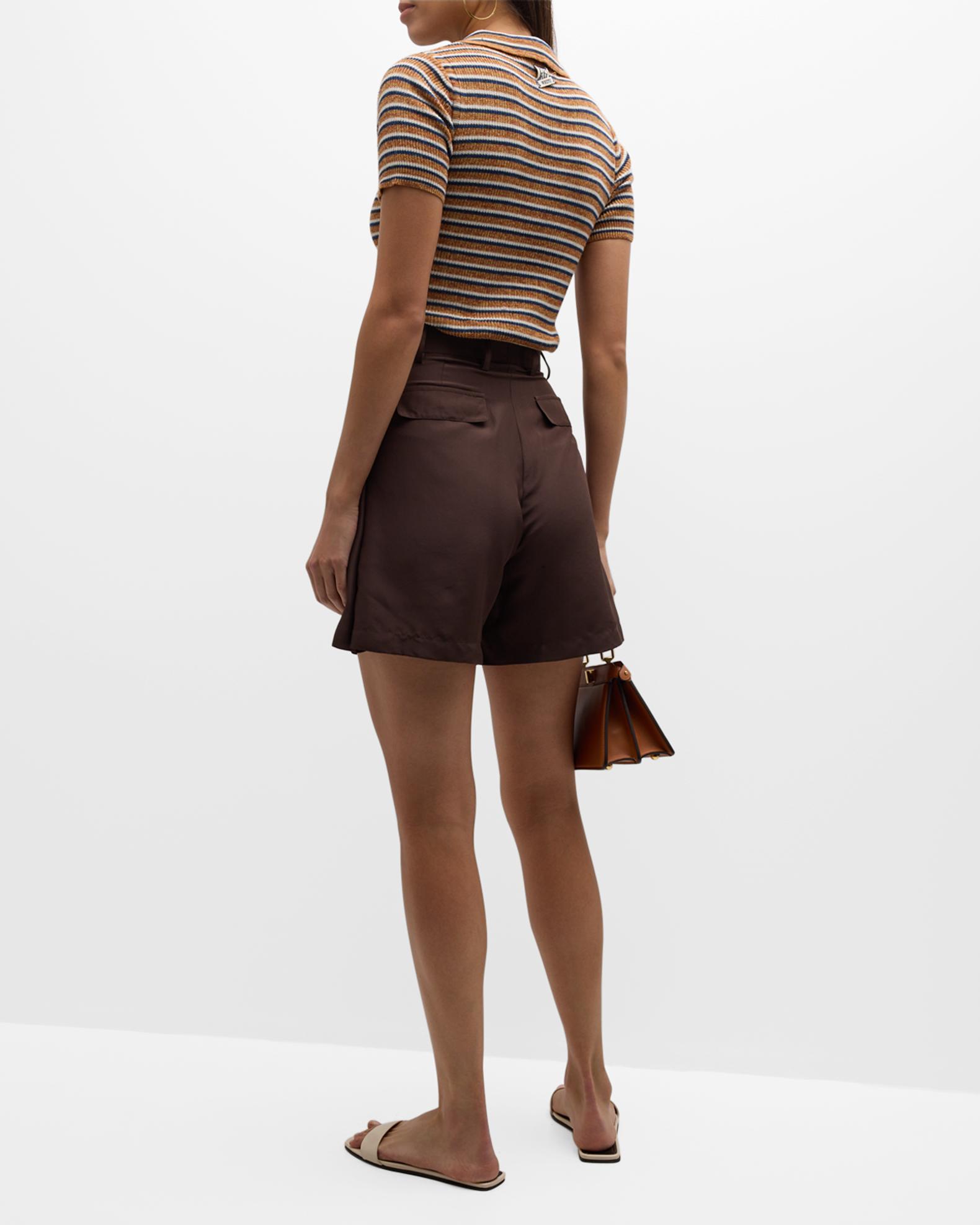 Recto Structured Drilled Cotton Shorts Neiman Marcus