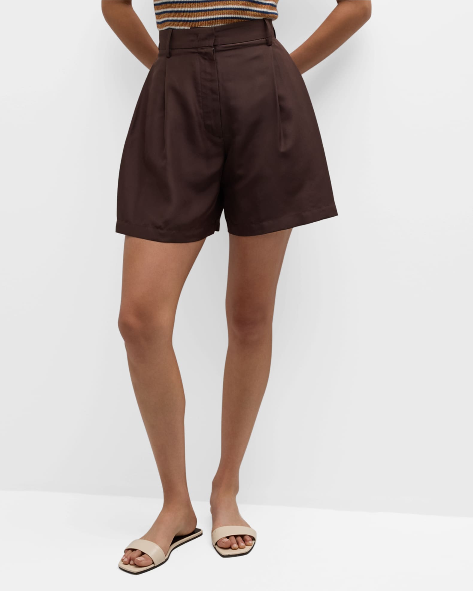 RECTO Structured Drilled Cotton Shorts | Neiman Marcus
