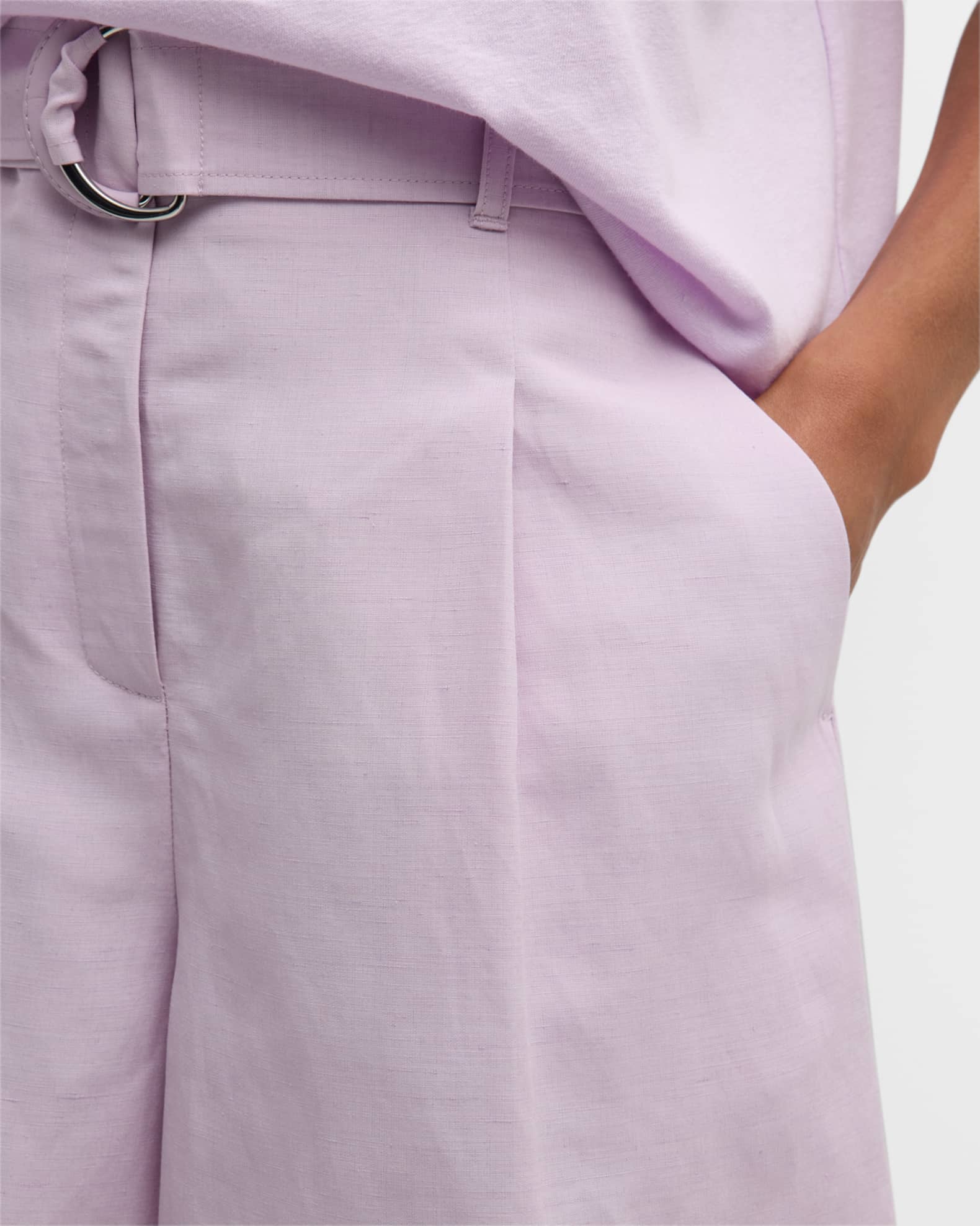 Lafayette 148 New York Degraw Pleated Wide-Leg Shorts | Neiman Marcus