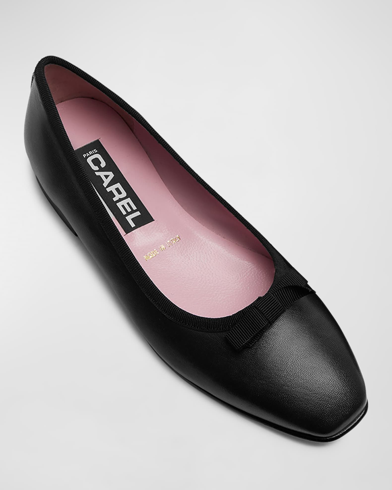 CAREL Metallic Bow Square-Toe Ballerina Flats | Neiman Marcus