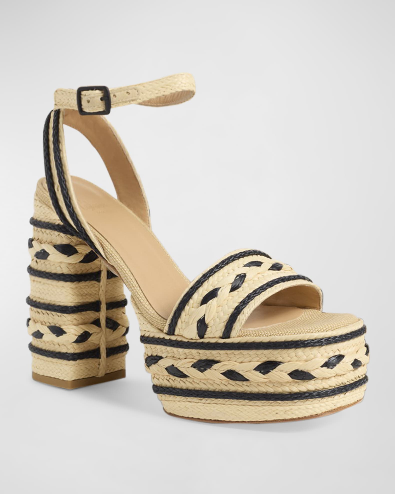 Castaner Flas Bicolor Raffia Platform Sandals | Neiman Marcus