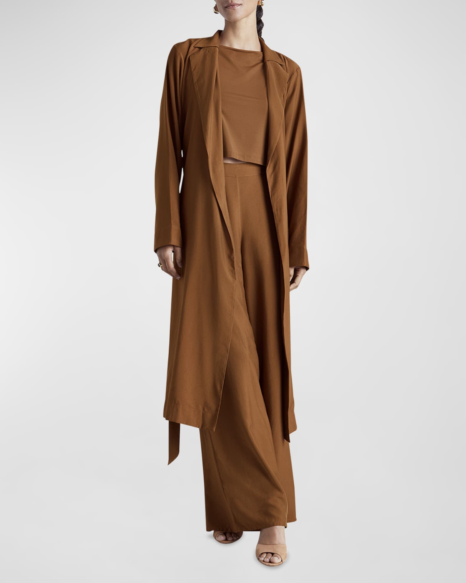 Splendid x Kate Young Viscose-Blend Wrap Coat | Neiman Marcus