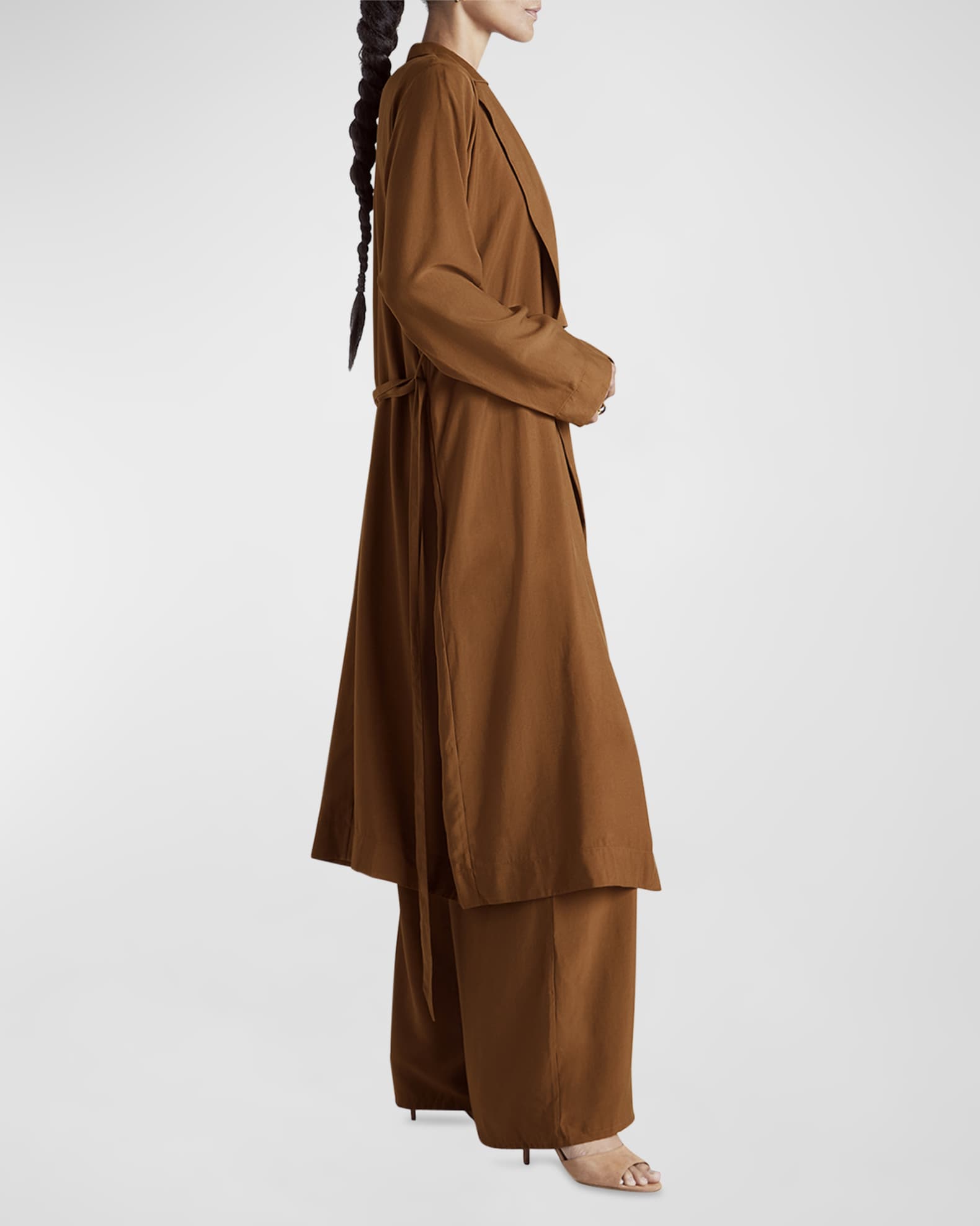 Splendid x Kate Young Viscose-Blend Wrap Coat | Neiman Marcus