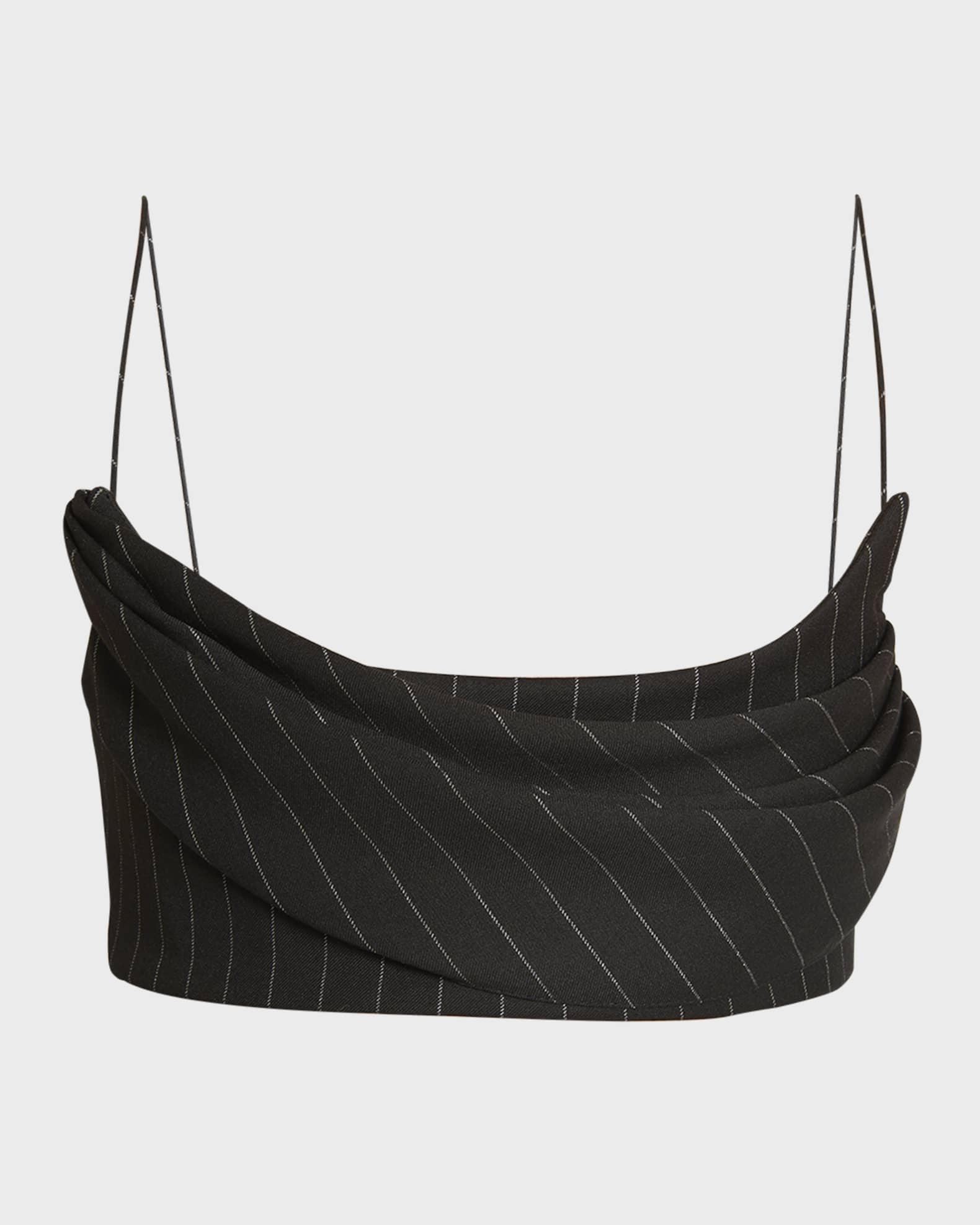 Alex Perry Metallic Pinstripe Drape Crop Tank Top | Neiman Marcus