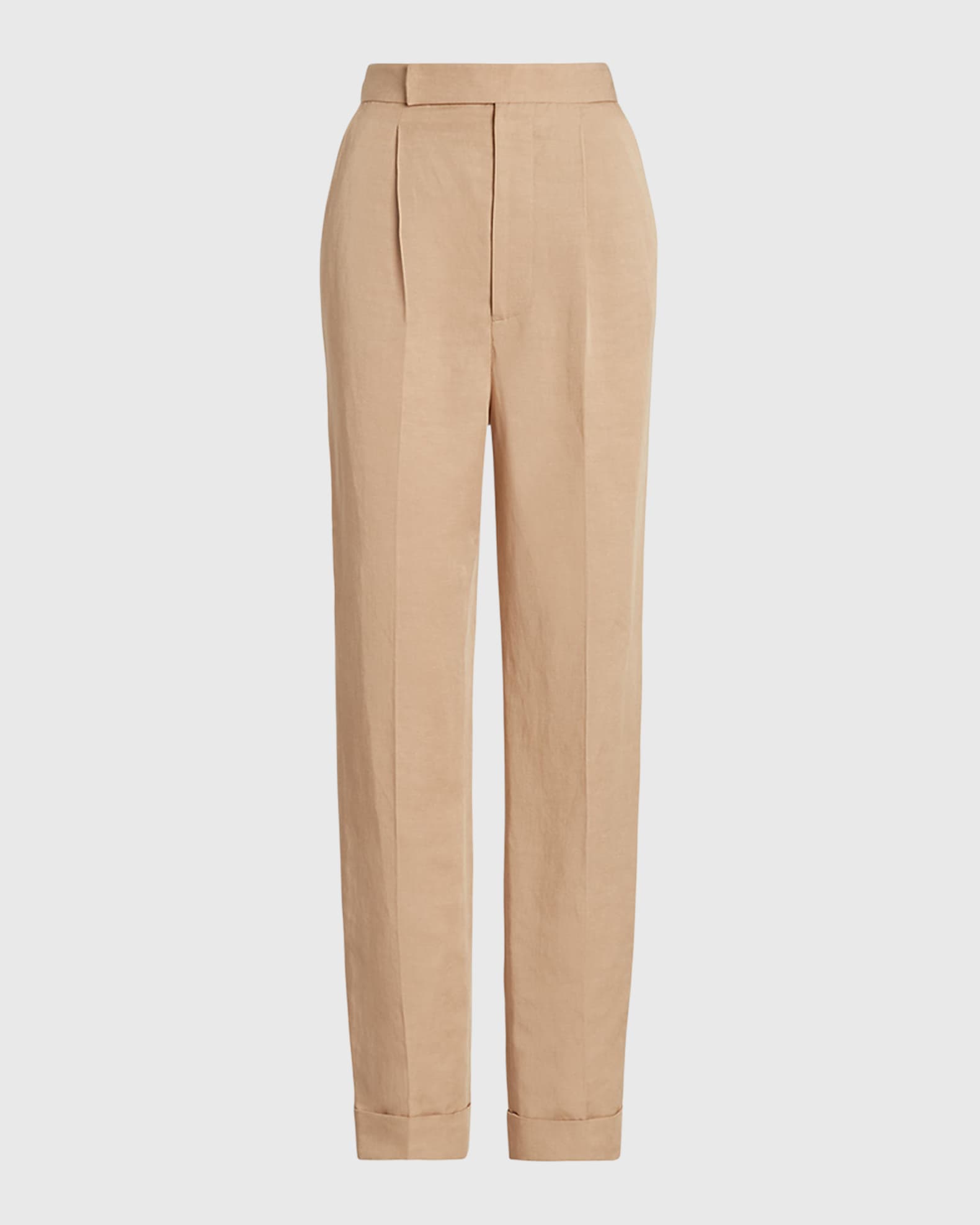 Ralph Lauren Collection Evanne Mid-Rise Straight-Leg Linen-Silk Pants ...