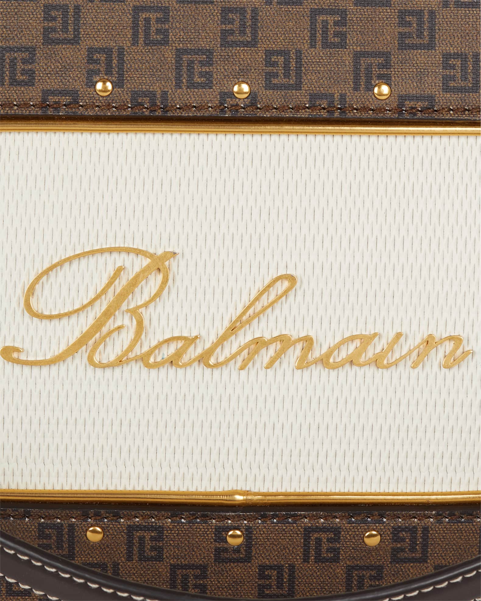Balmain Radio Monogram Crossbody Bag in Waxed Canvas and Leather ...