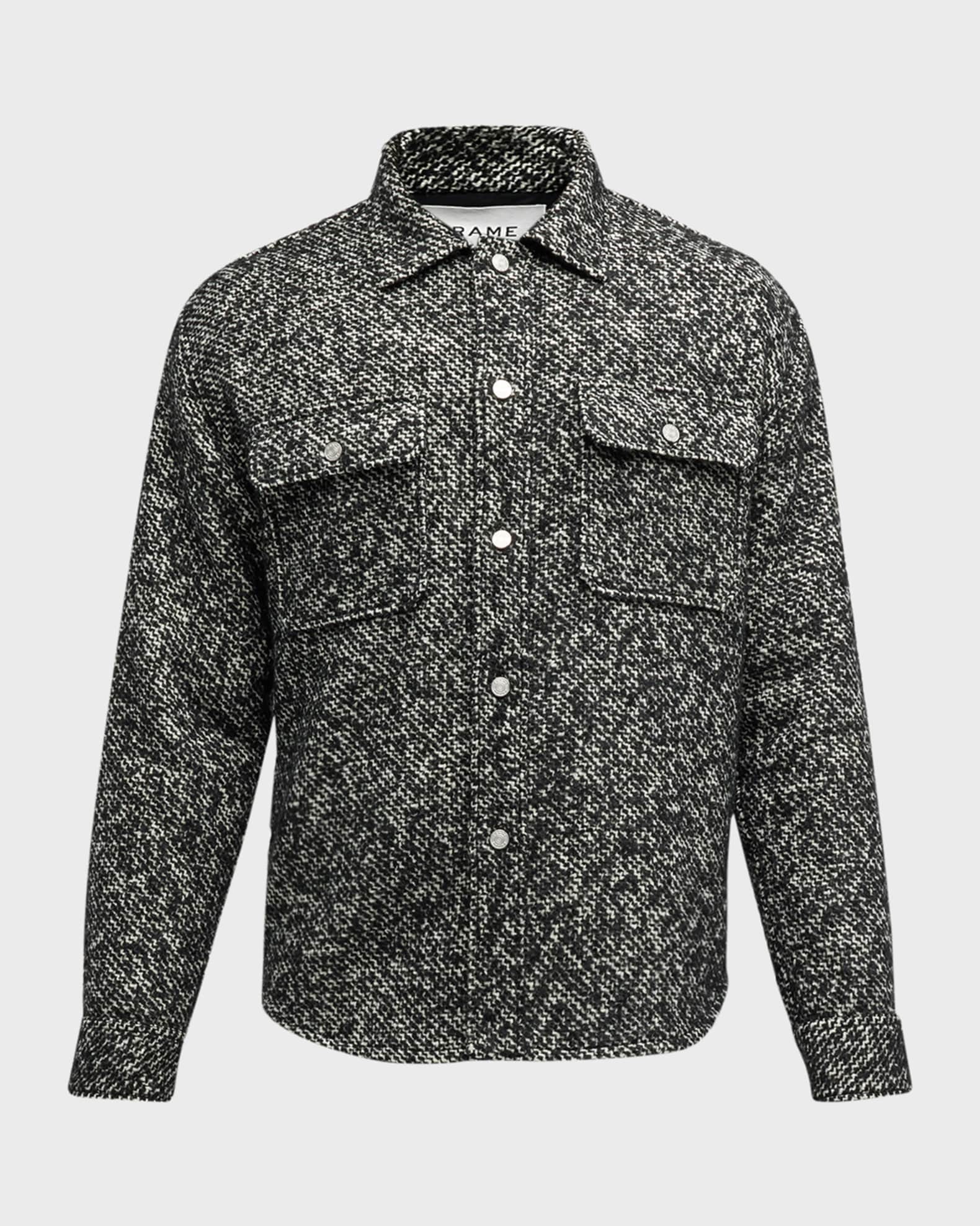 FRAME Men's Tweed Textured Overshirt | Neiman Marcus