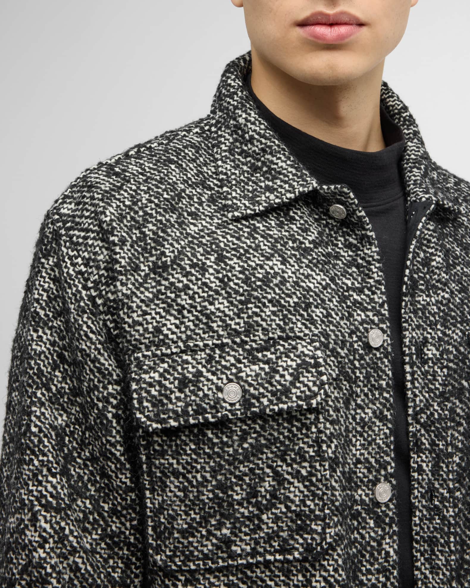FRAME Men's Tweed Textured Overshirt | Neiman Marcus