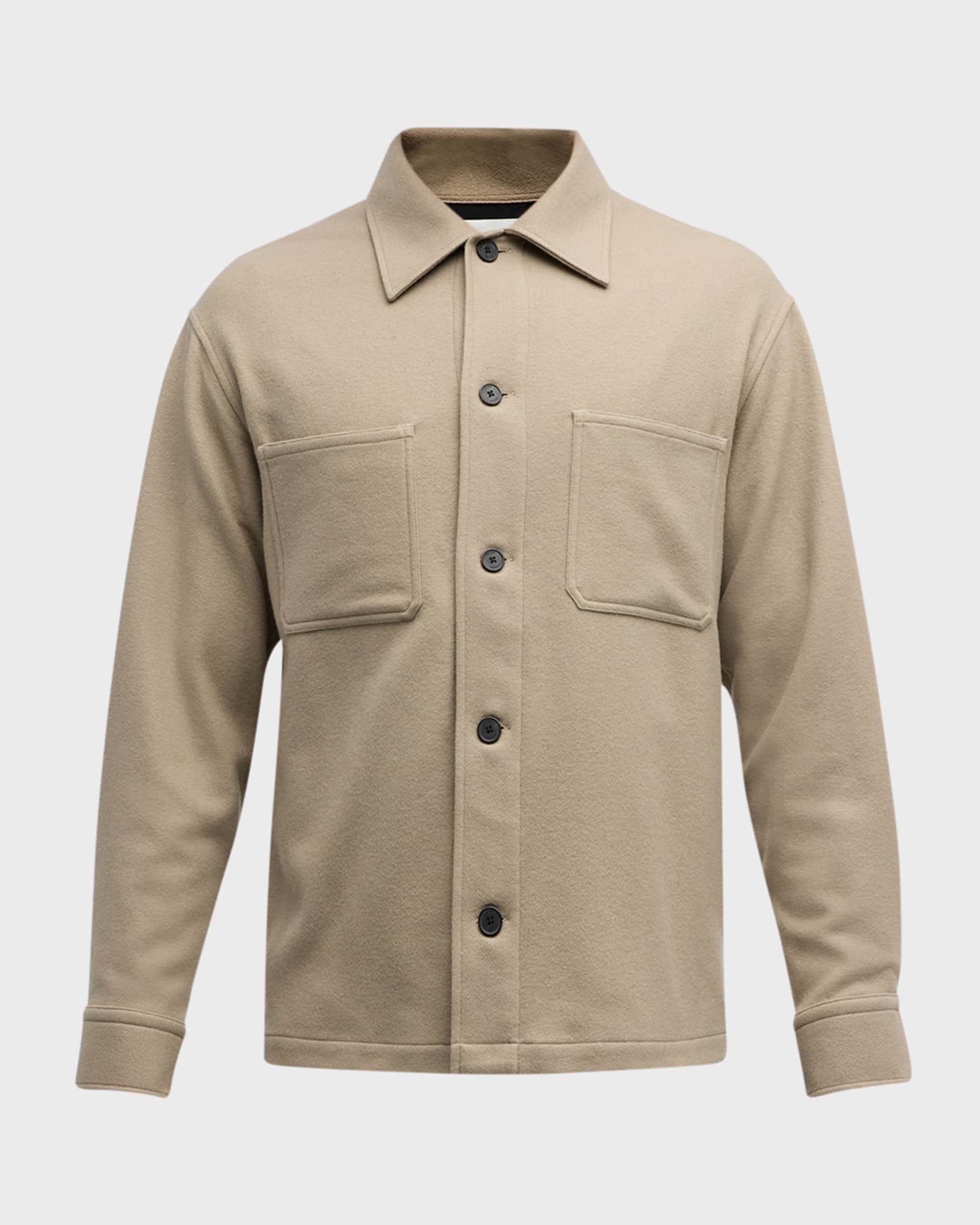 FRAME Men's Solid Wool-Blend Overshirt | Neiman Marcus
