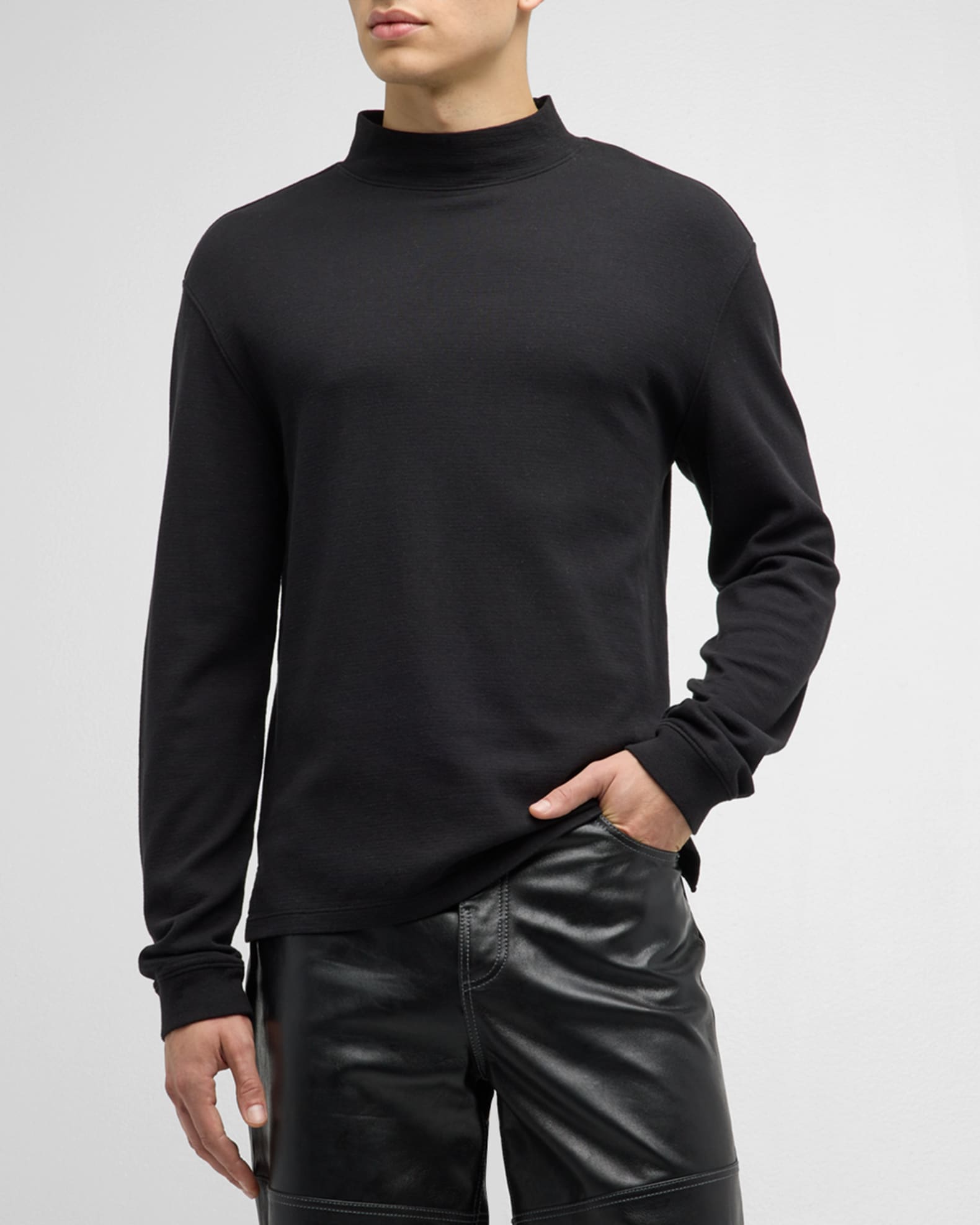 FRAME Men's Duo Fold Mock-Neck Sweatshirt | Neiman Marcus