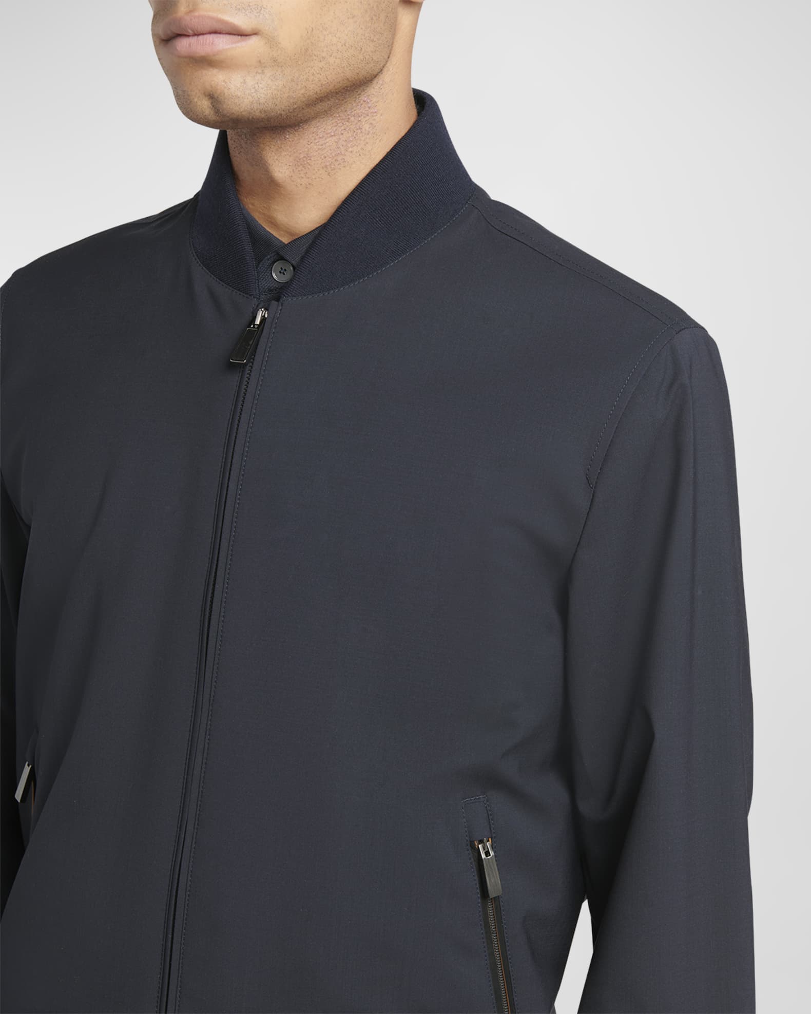 ZEGNA Men's Elements Wool Bomber Jacket | Neiman Marcus