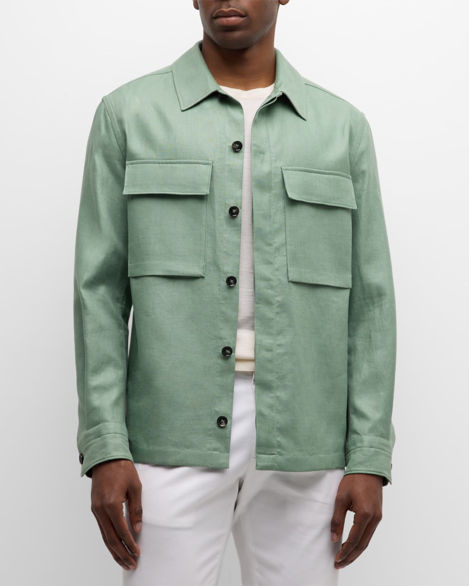 ZEGNA Men's Oasi Linen Overshirt | Neiman Marcus