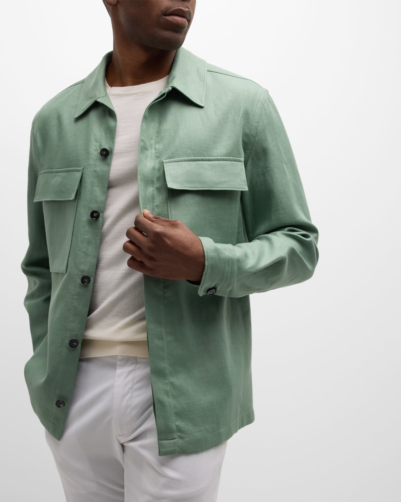 ZEGNA Men's Oasi Linen Overshirt | Neiman Marcus