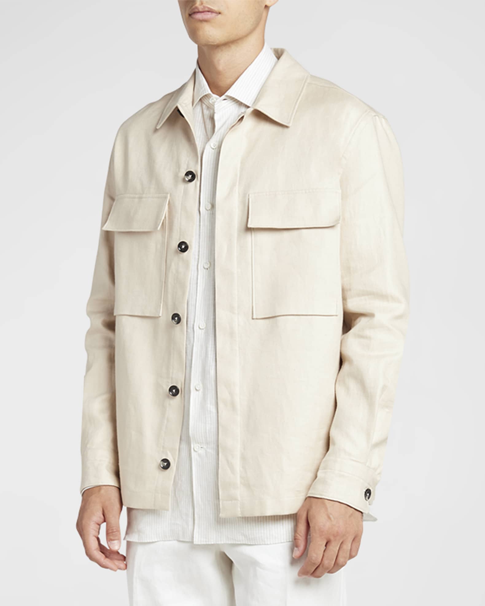 ZEGNA Men's Oasi Linen Overshirt | Neiman Marcus