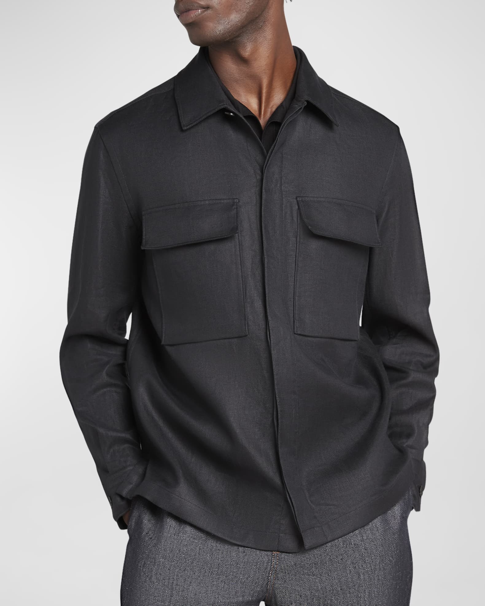 ZEGNA Men's Oasi Linen Overshirt | Neiman Marcus