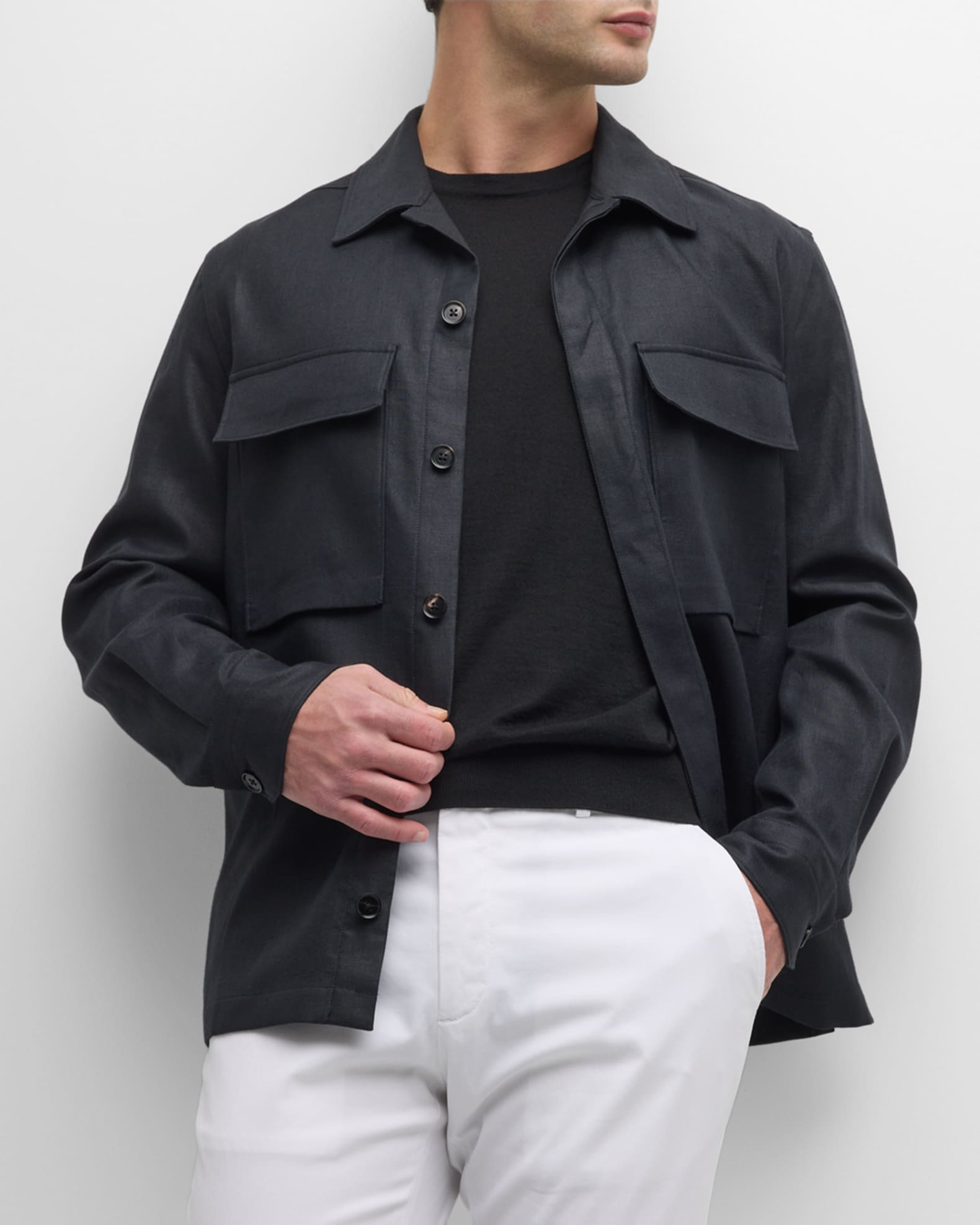 ZEGNA Men's Oasi Linen Overshirt | Neiman Marcus