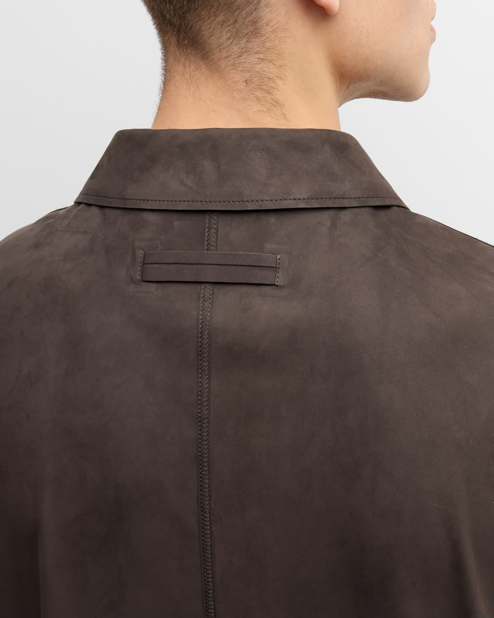 ZEGNA Men's Suede Full-Zip Overshirt | Neiman Marcus