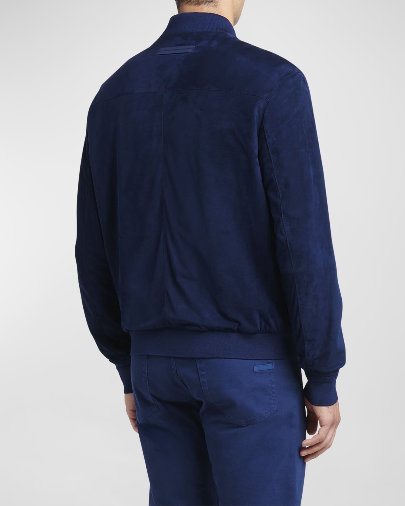 ZEGNA Men's Suede Full-Zip Bomber Jacket | Neiman Marcus
