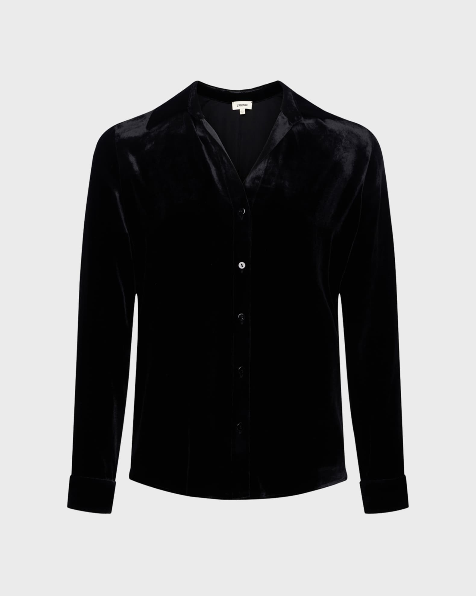 L'Agence Argo Velvet Button-Front Blouse | Neiman Marcus