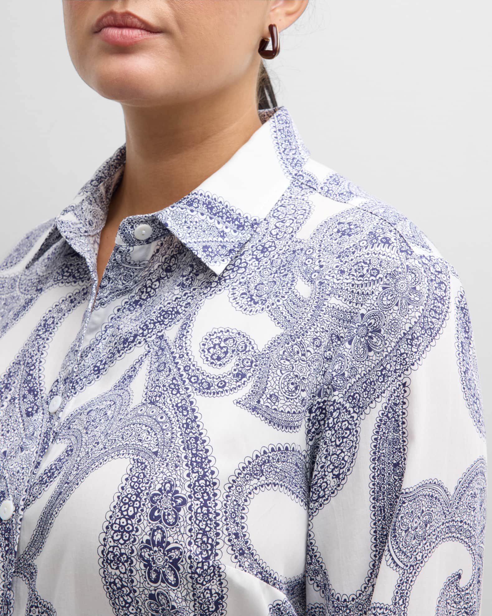 Finley Plus Size Alex Paisley-Print Midi Shirtdress | Neiman Marcus