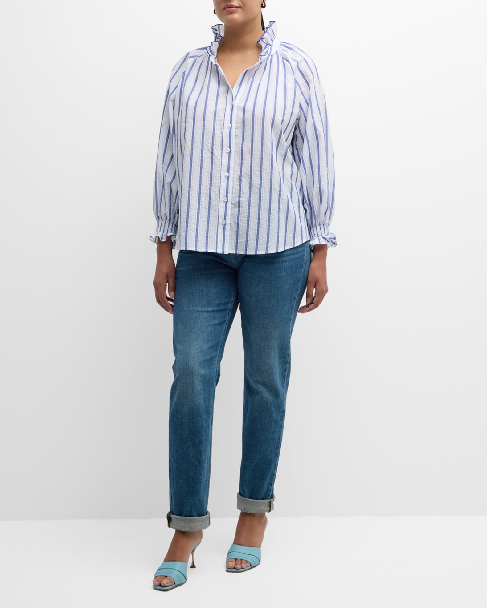 Finley Plus Size Fiona Striped Cotton Shirt | Neiman Marcus