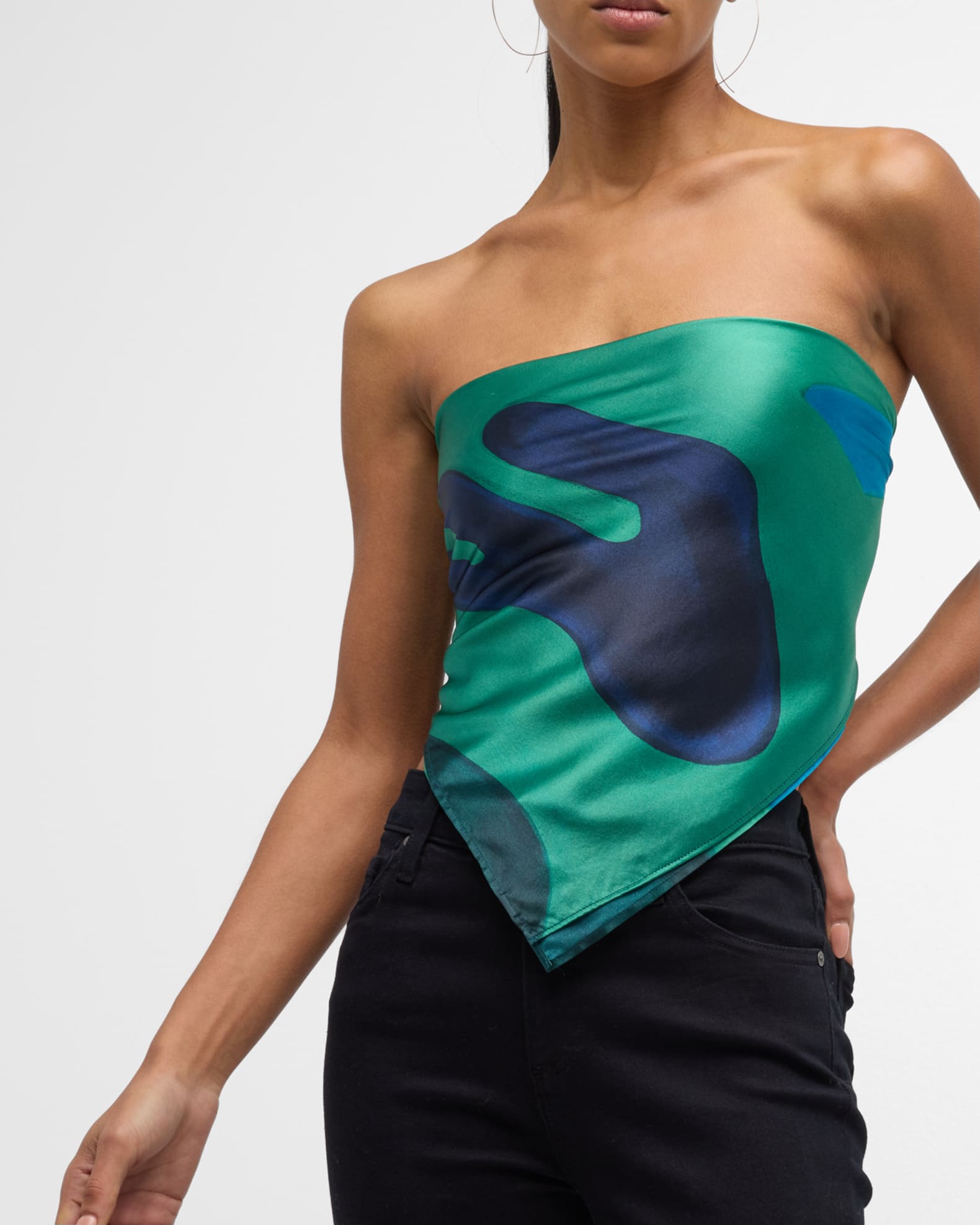SIR Frankie Printed Silk Scarf Top | Neiman Marcus