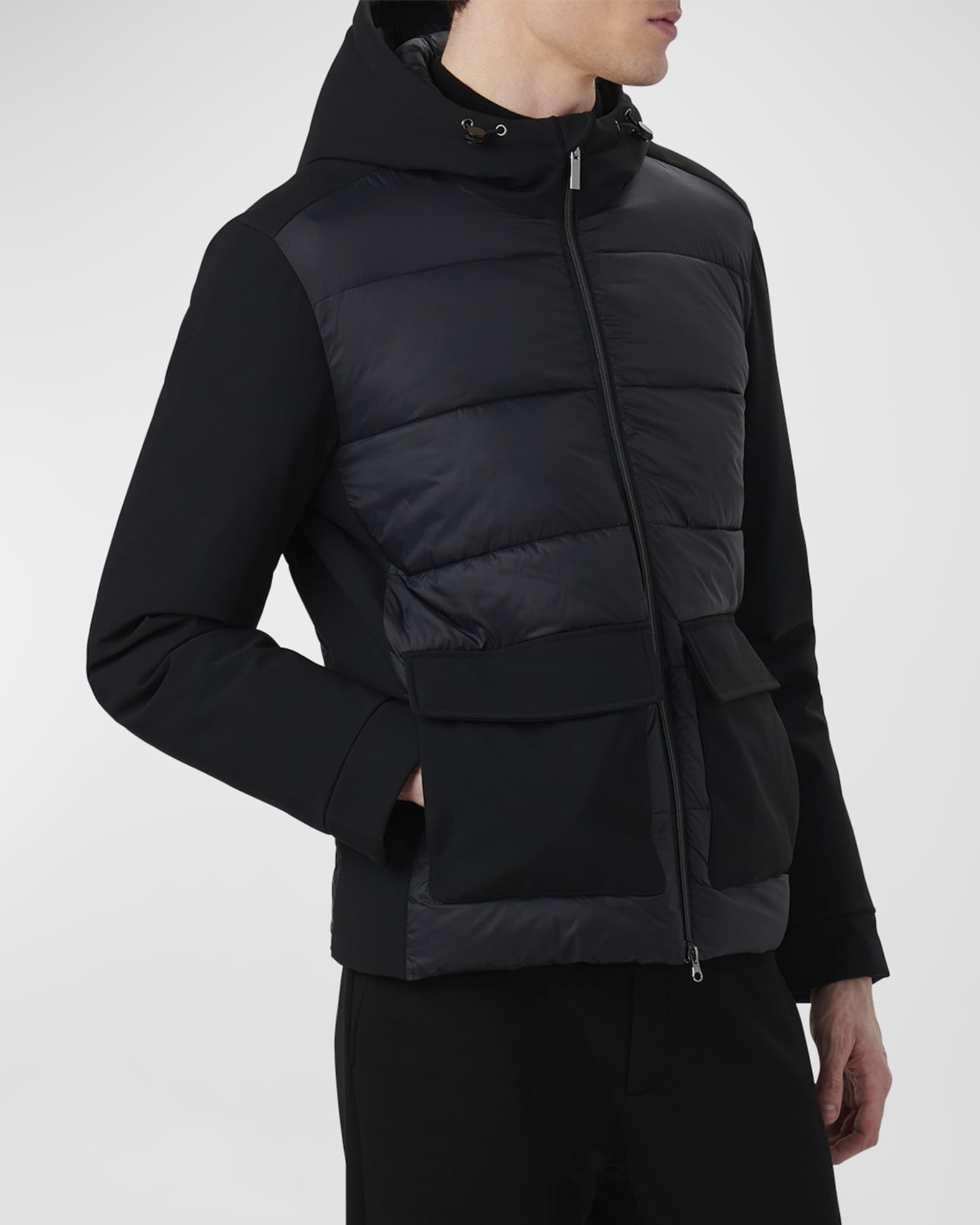 Bugatchi Men's Hooded Nylon Puffer Jacket | Neiman Marcus