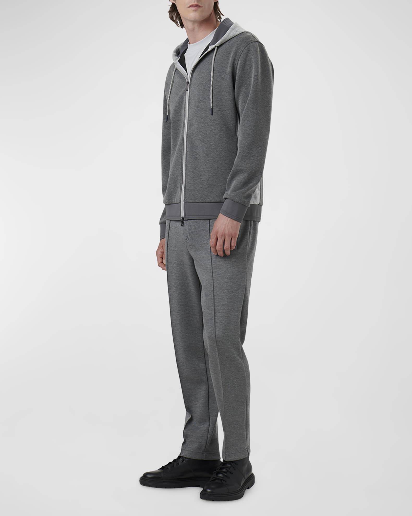 Bugatchi Men's Soft Touch Full-Zip Hooded Jacket | Neiman Marcus