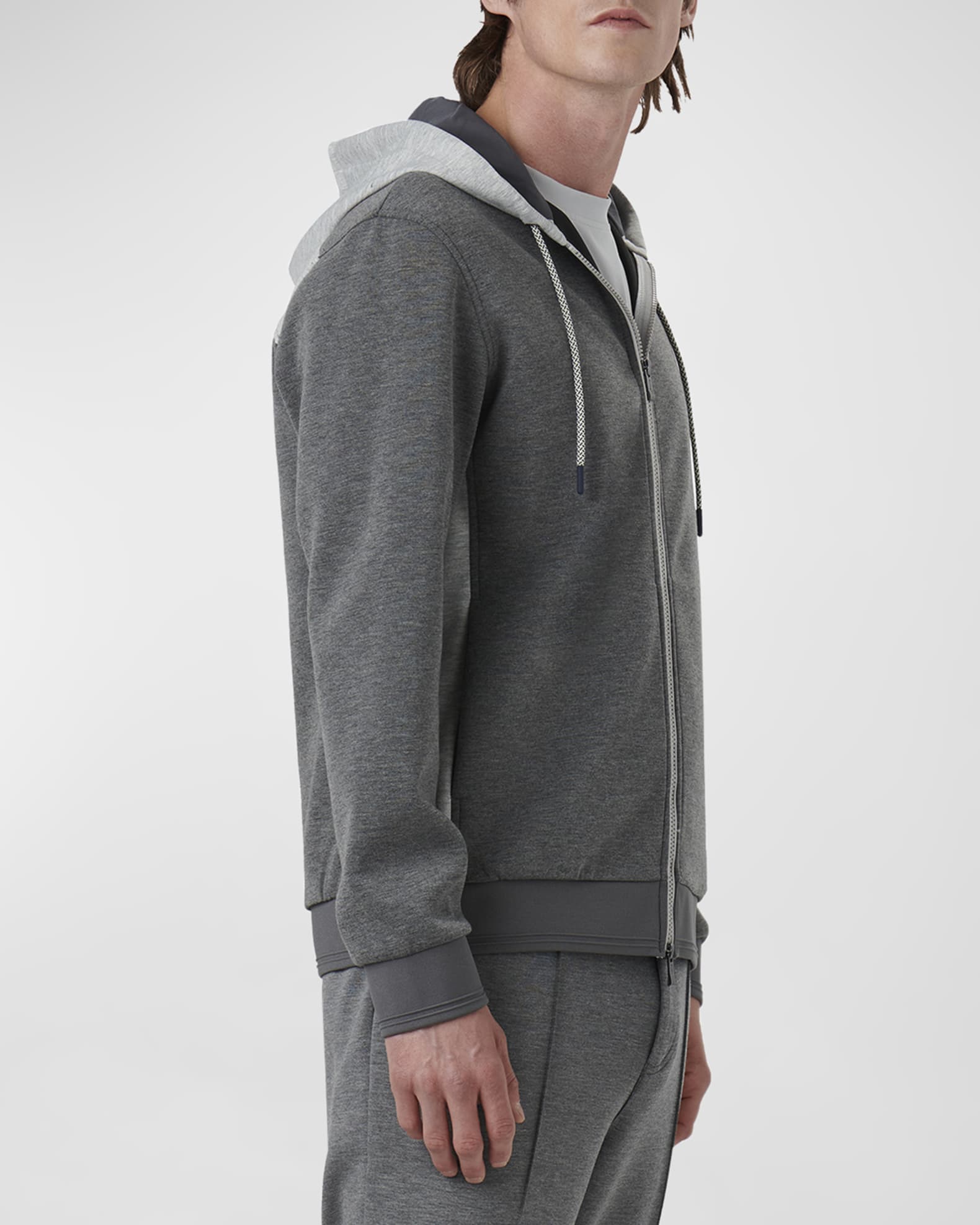 Bugatchi Men's Soft Touch Full-Zip Hooded Jacket | Neiman Marcus