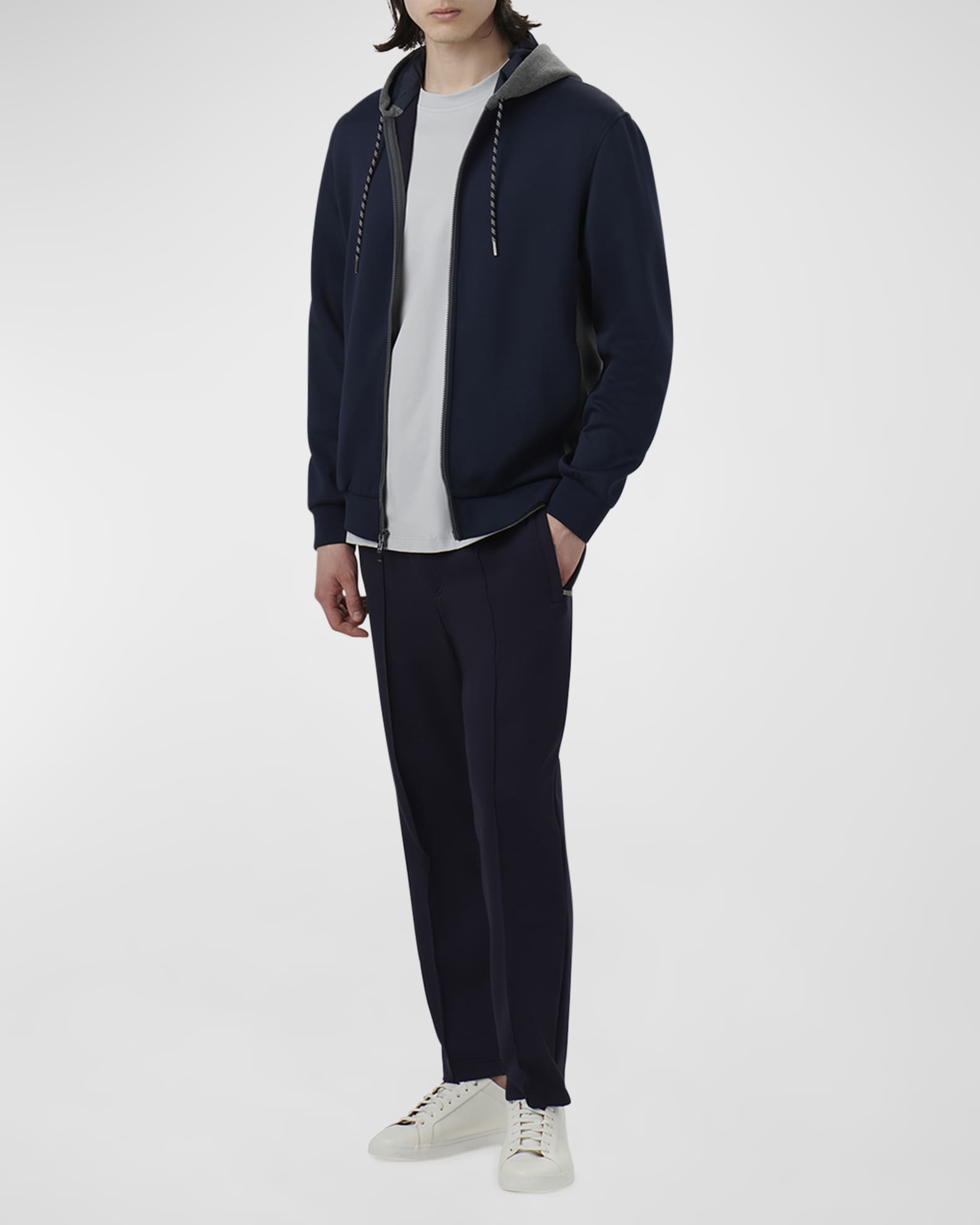 Bugatchi Men's Soft Touch Full-Zip Hooded Jacket | Neiman Marcus