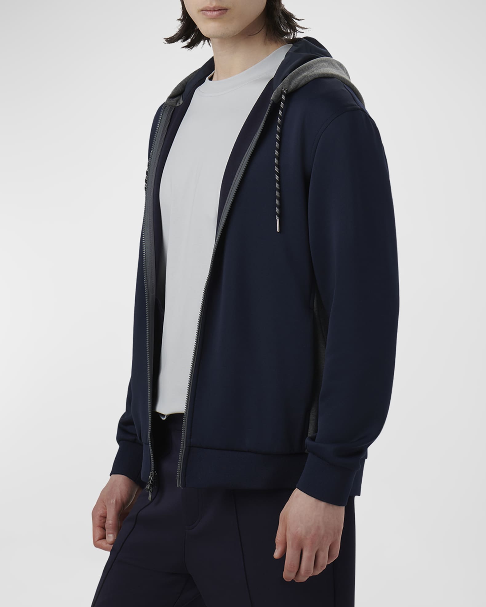 Bugatchi Men's Soft Touch Full-Zip Hooded Jacket | Neiman Marcus