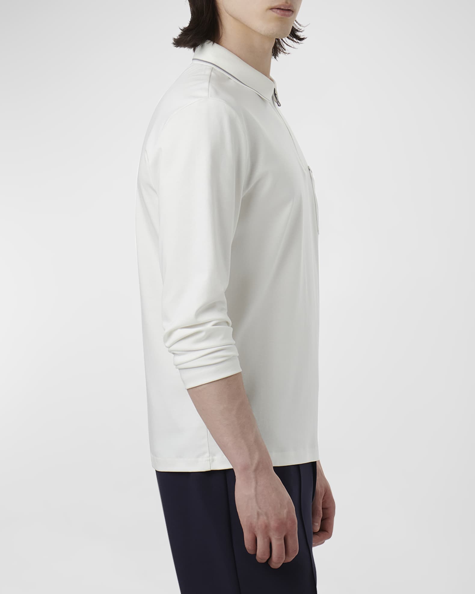 Bugatchi Men's Cotton Quarter-Zip Polo Shirt | Neiman Marcus