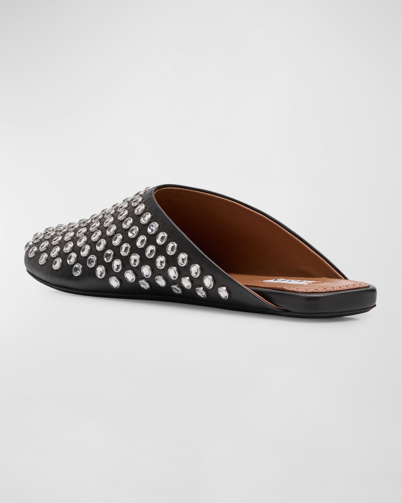 ALAIA Crystal Stud Leather Flat Mules | Neiman Marcus