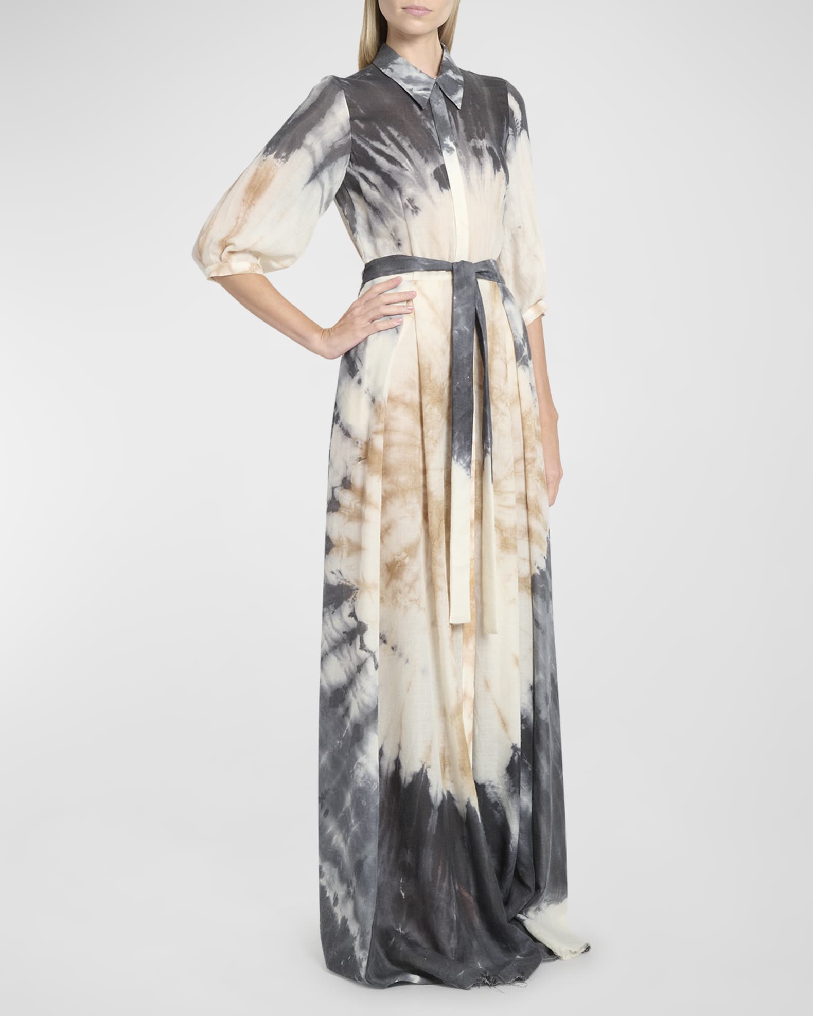 Gabriela Hearst Daisy Tie-Dye Belted Maxi Shirtdress | Neiman Marcus