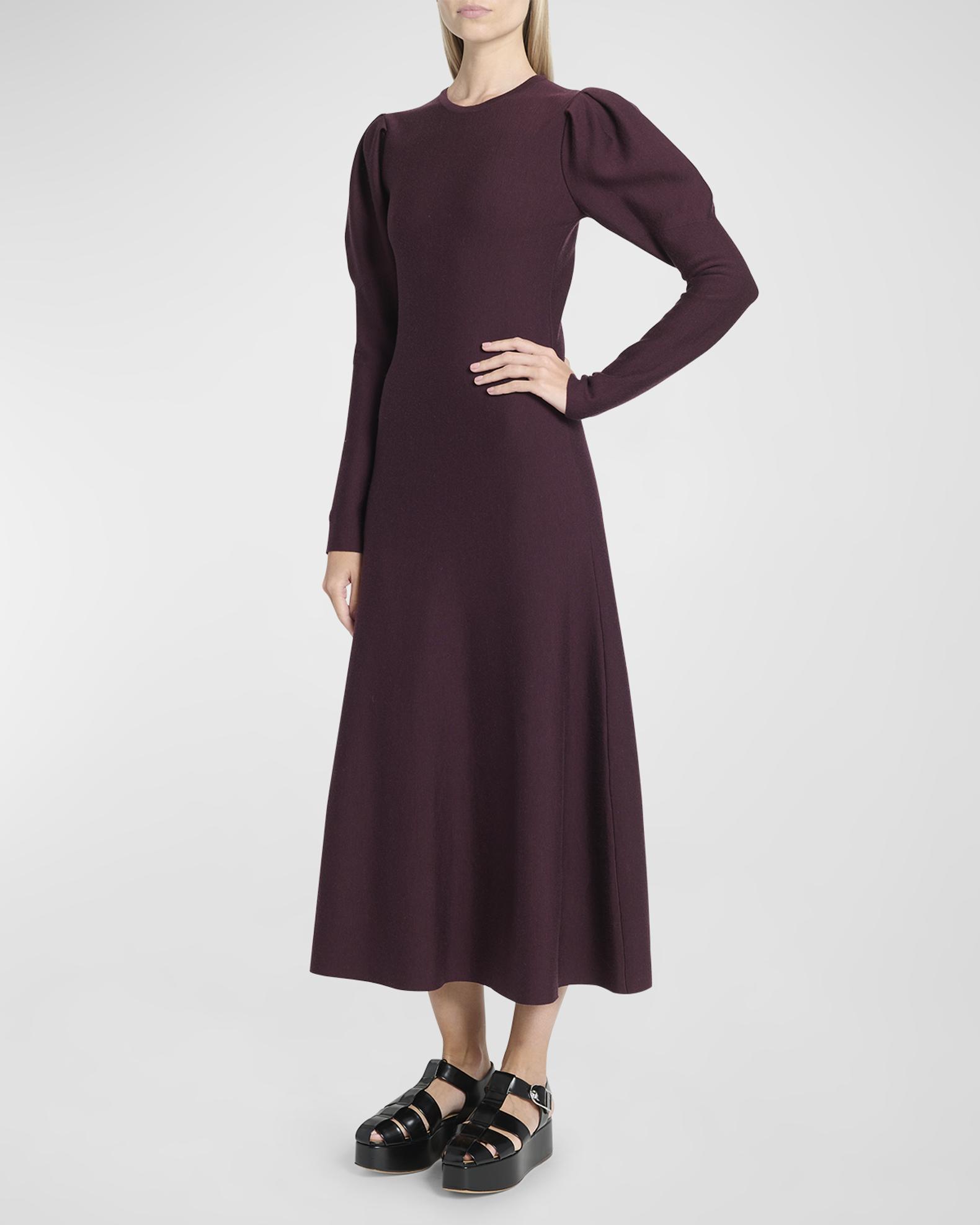 Gabriela Hearst Hannah Puff-Sleeve Wool-Cashmere Maxi Dress | Neiman Marcus